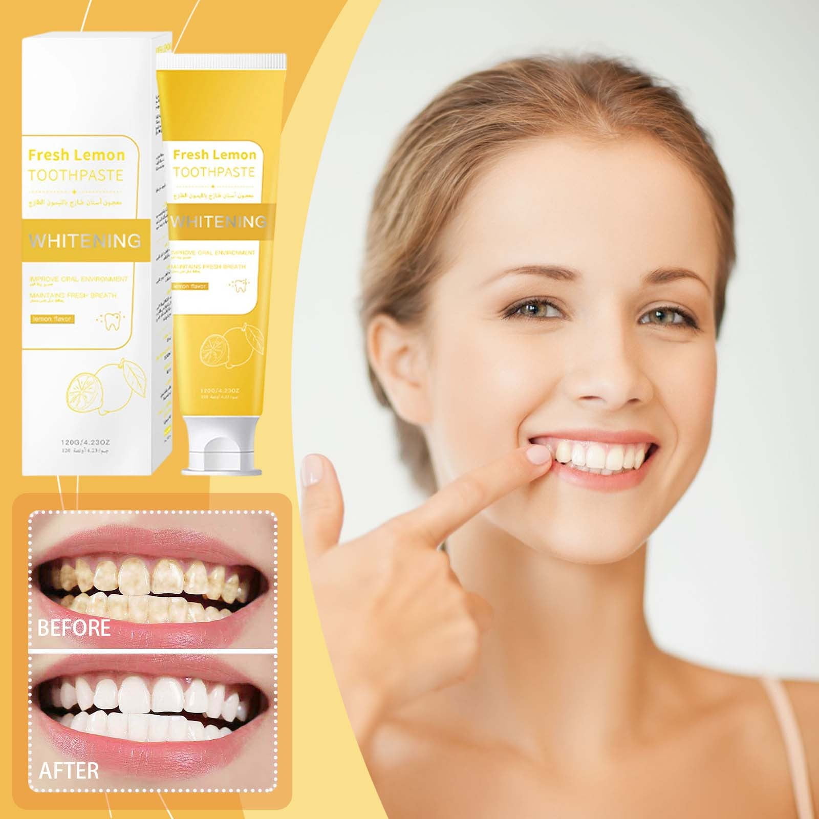 Big Savings, Topliu Fresh Lemon Toothpaste, 120g, Brightening + Cleaning Power, Botanical ...