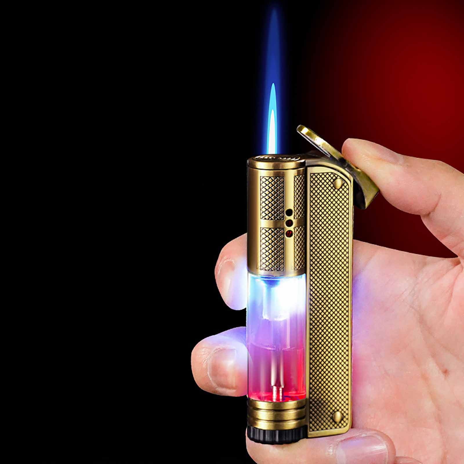 Big Savings! Transparent Gas Bin Lighter, Portable Blue Flame ...