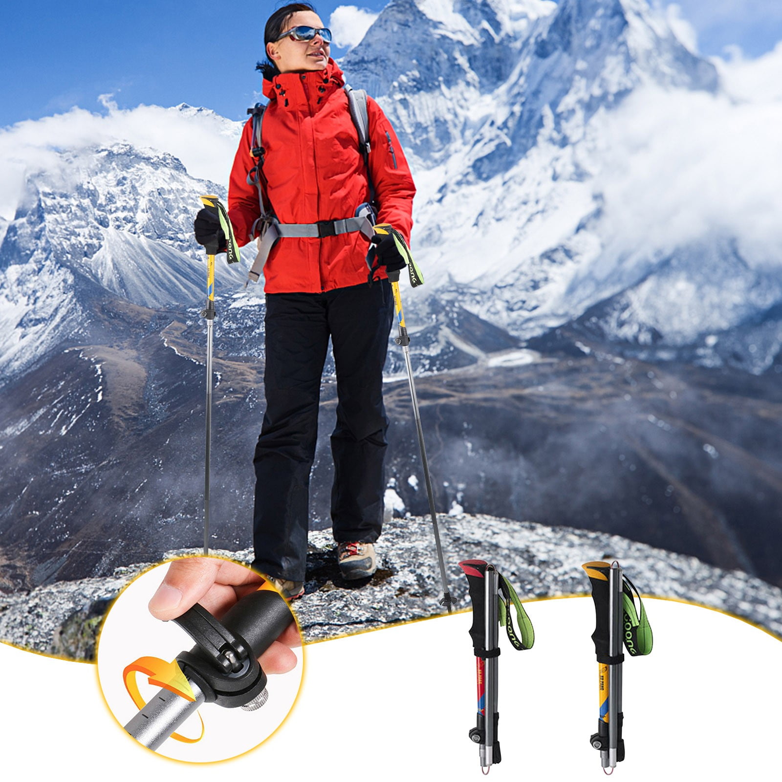 Big Savins , Aluminum Alloy Telescopic Hiking Stick, Lightweight Carbon ...