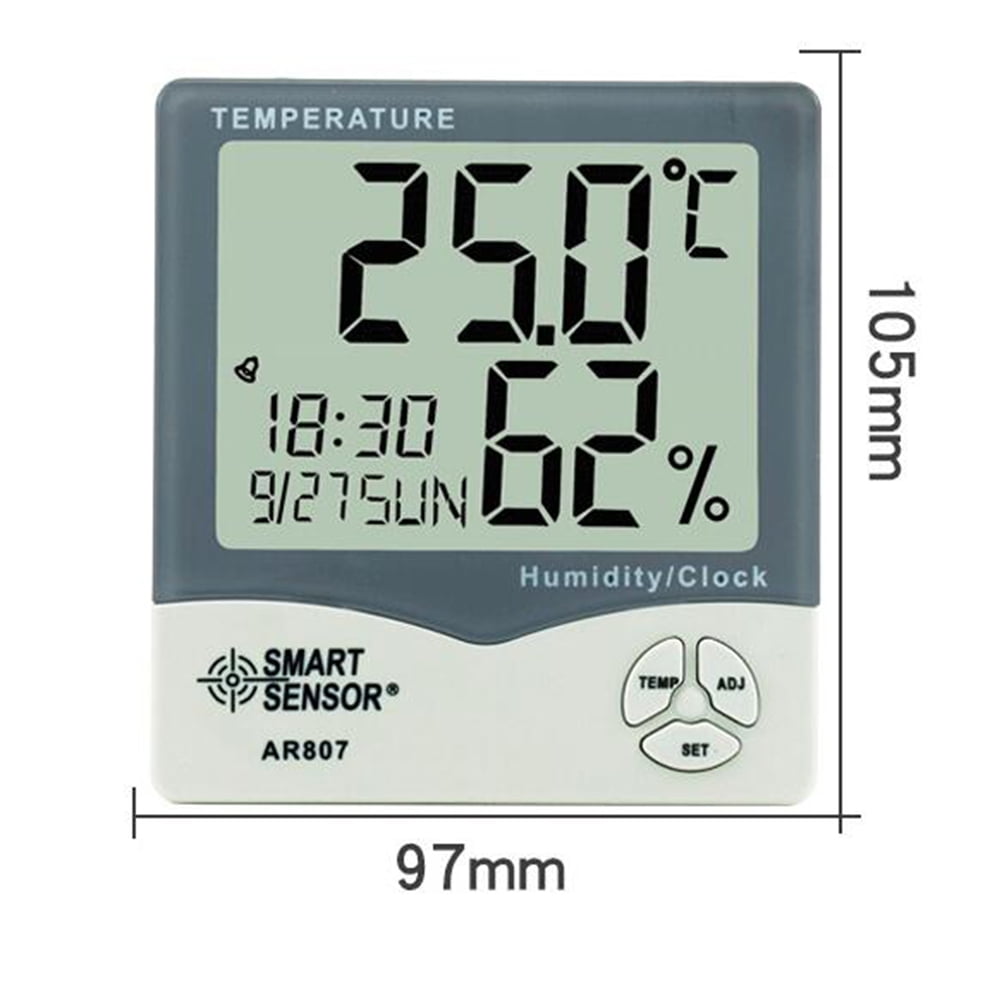 Big Screen Digital Temperature Thermometer Humidity Meter Clock ...