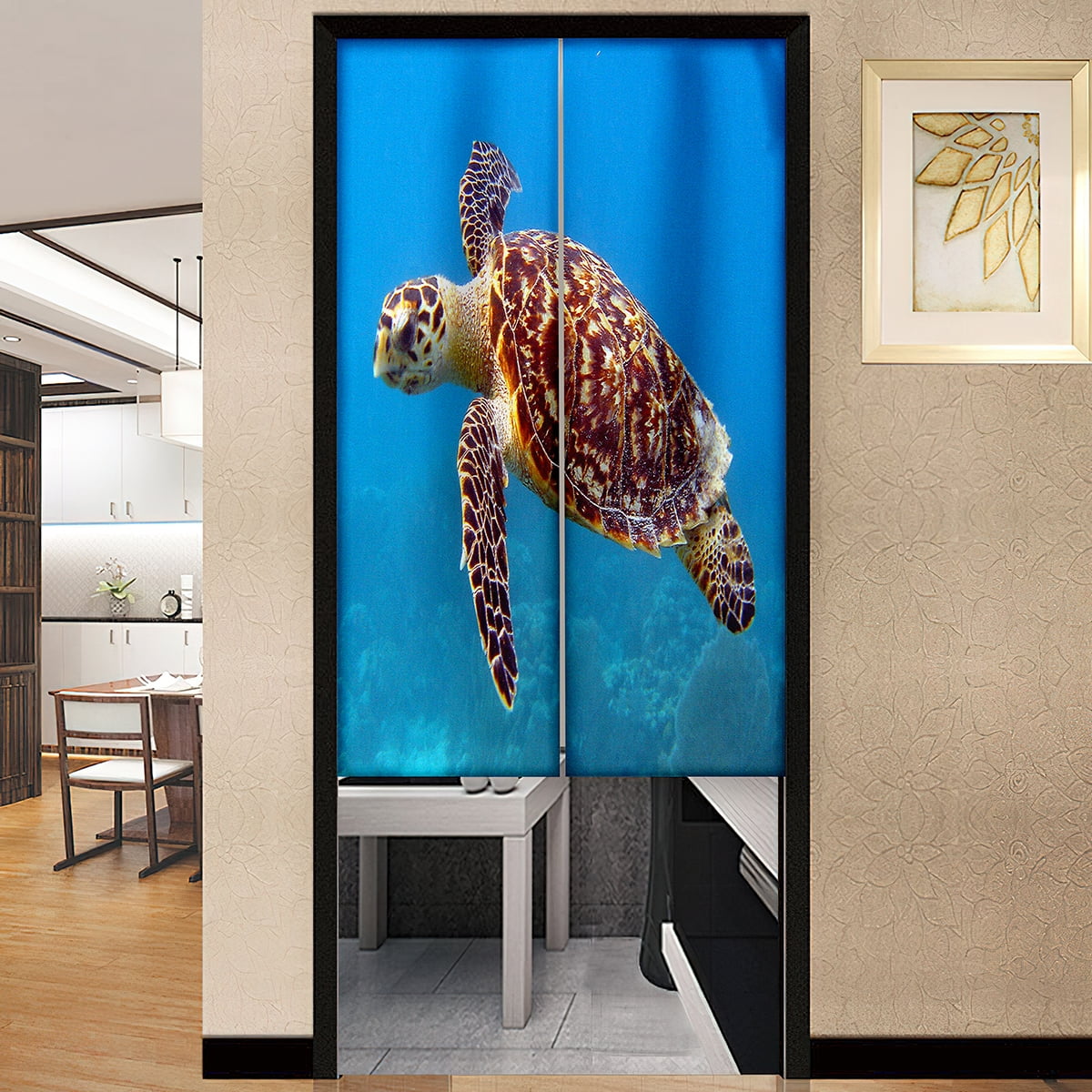 Big Sea Turtle Hot Air Balloon Forest House Landscape Door Curtain Dust ...