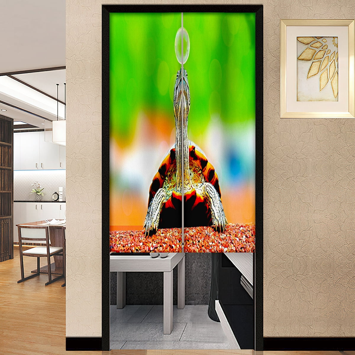 Big Sea Turtle Hot Air Balloon Forest House Landscape Door Curtain Dust Proof No Punching ...