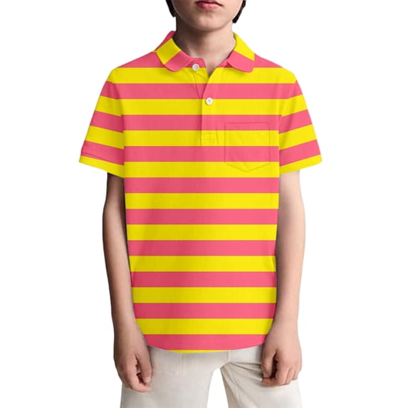 Big Shirts For Boys Striped And Polka Print Short Sleeve With Chest ...