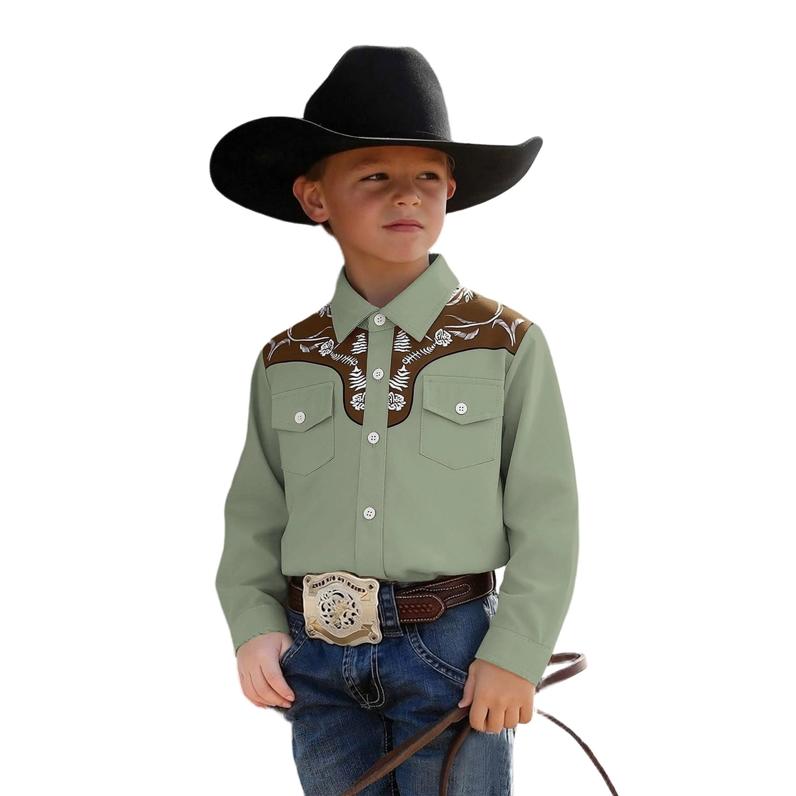 Big Shirts For Boys Western Cowboy Print For Kids Youth Childrens ...