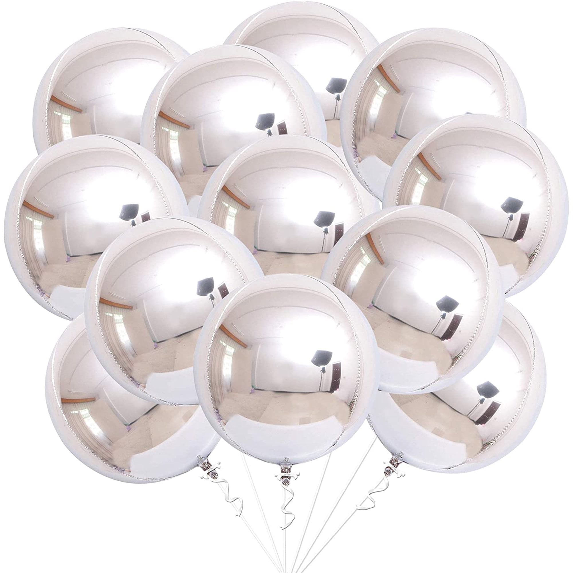 Big, Silver Metallic Balloons Kit - Pack of 12 | Giant 22 Inches 360 ...
