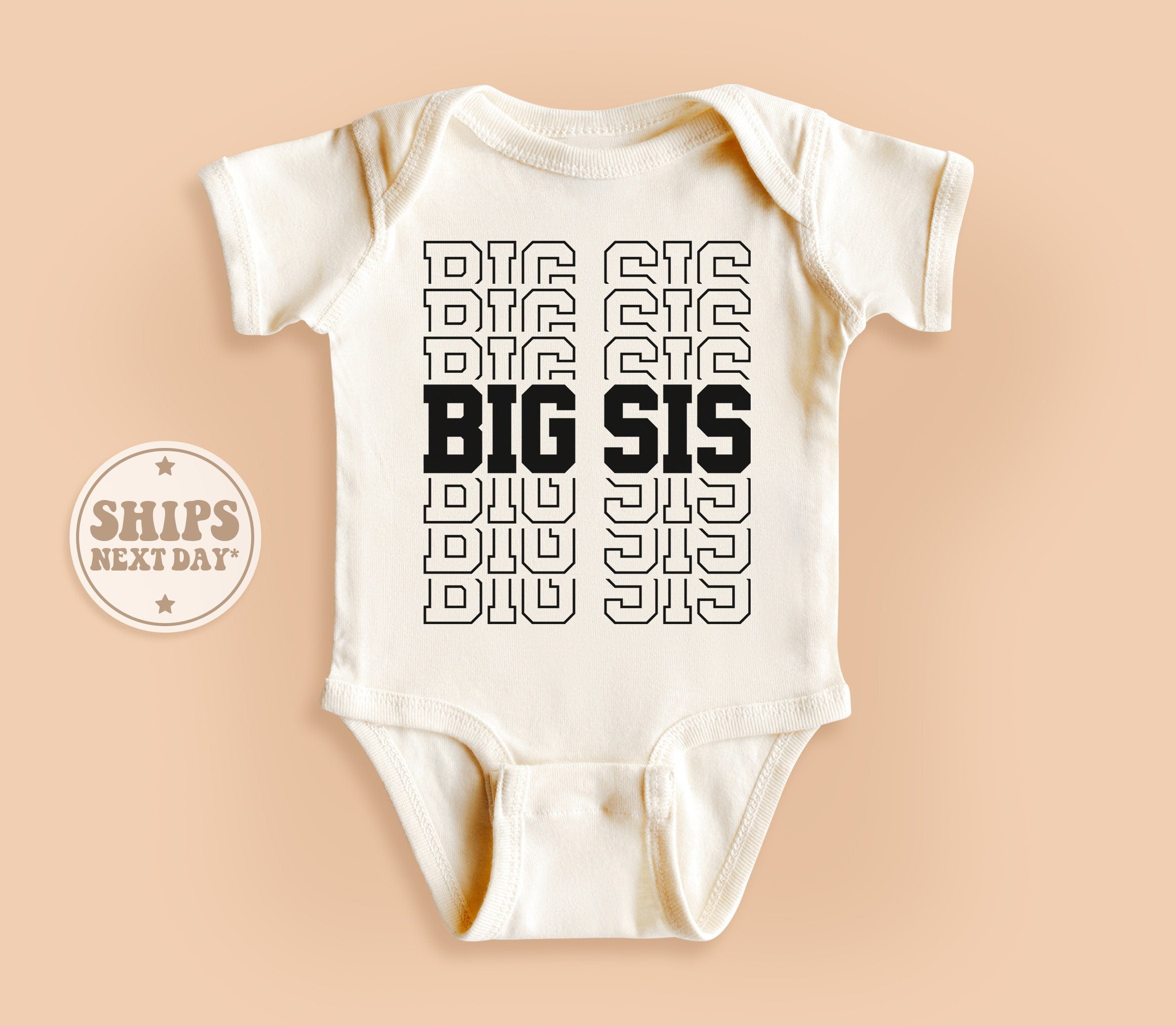 Big Sis Baby Bodysuit, Cute Big Sister Baby Onesie, Retro Big Sis ...