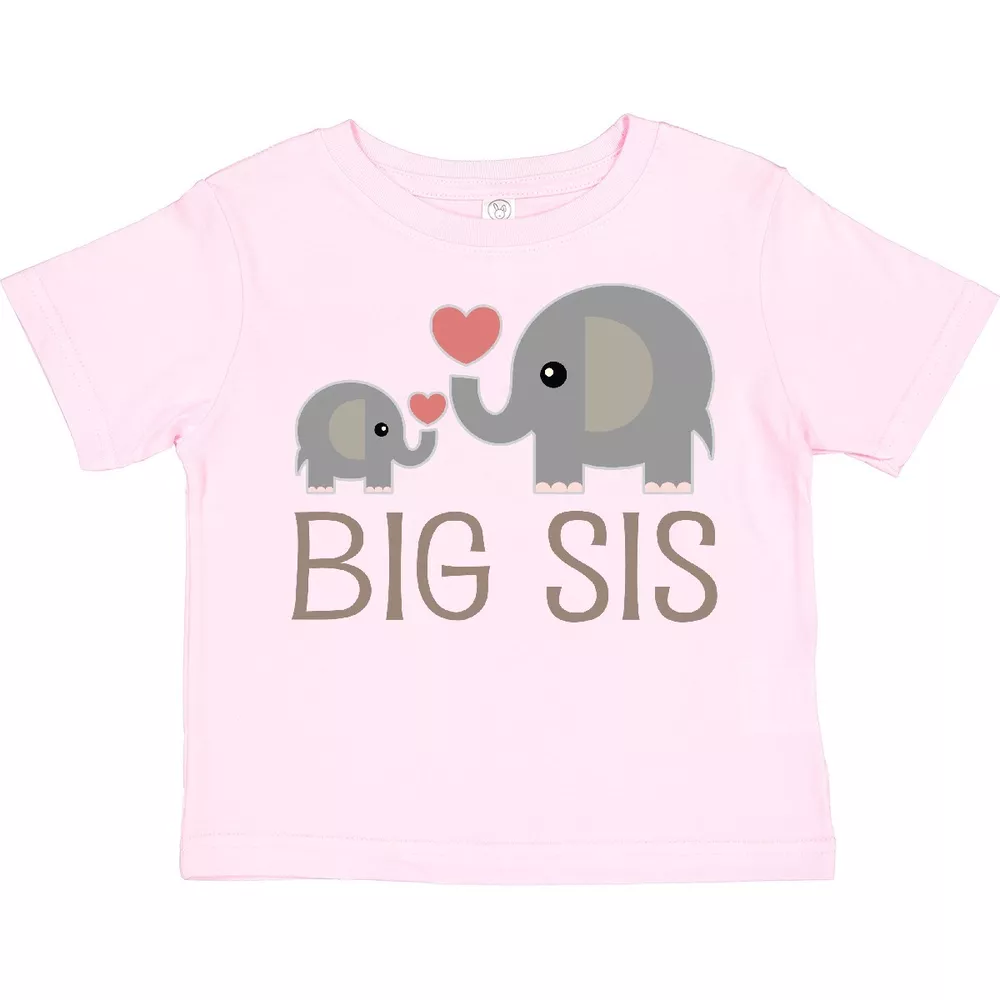 Big Sis Elephant Toddler T-Shirt Kids Sister Siblings Cute Girls For Baby Clothing, Gift for ...