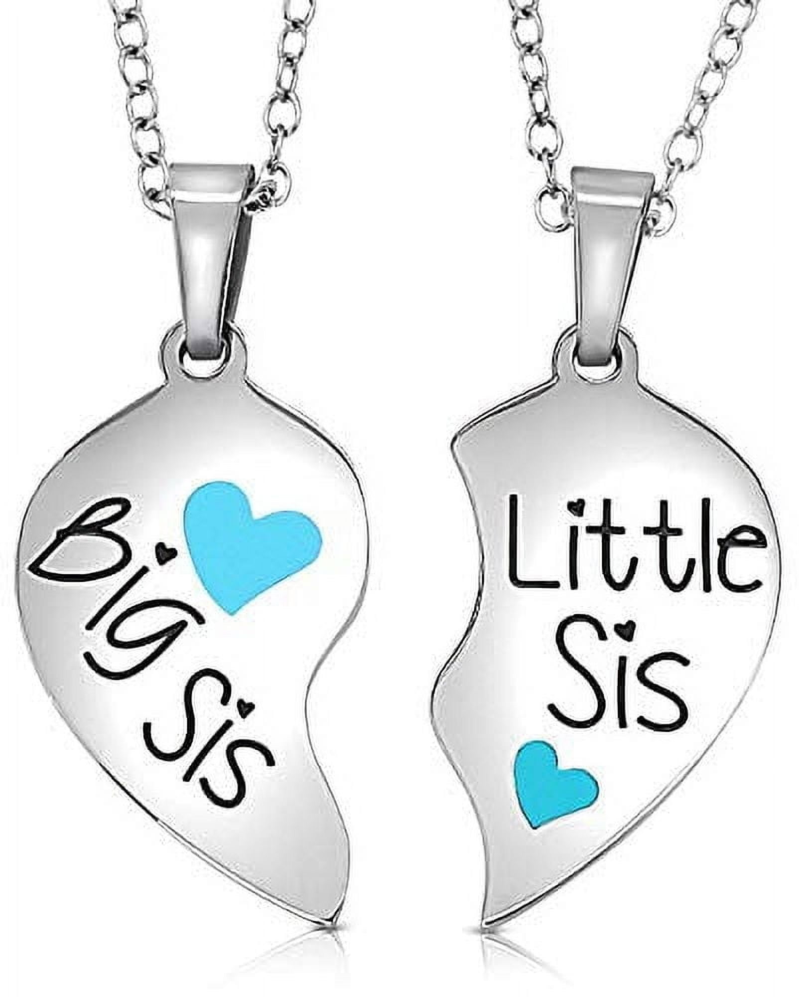 Big Sis & Lil Sis Gifts Valentine Heart Necklace Set, 2 Sister ...