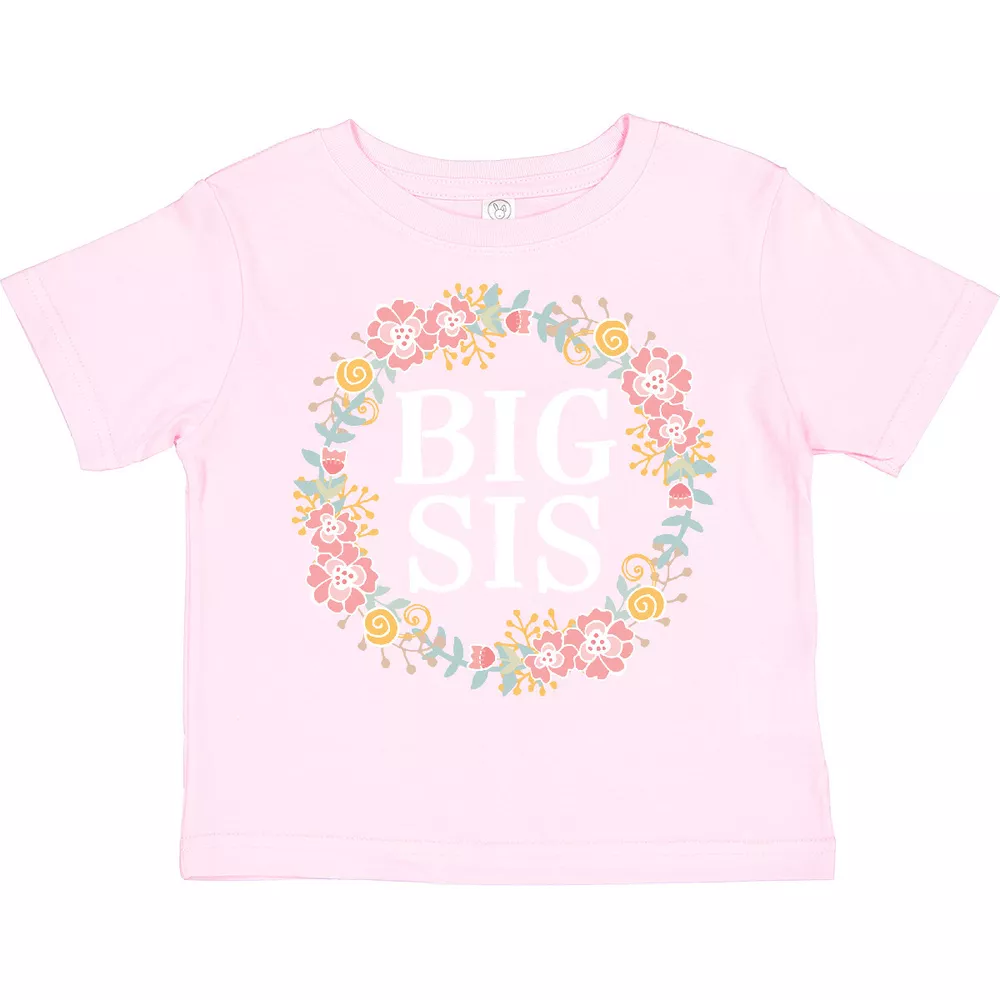 Big Sis Rose Floral Wreath Sister Toddler T-Shirt Childs Roses Family Baby Clothing, Gift for ...