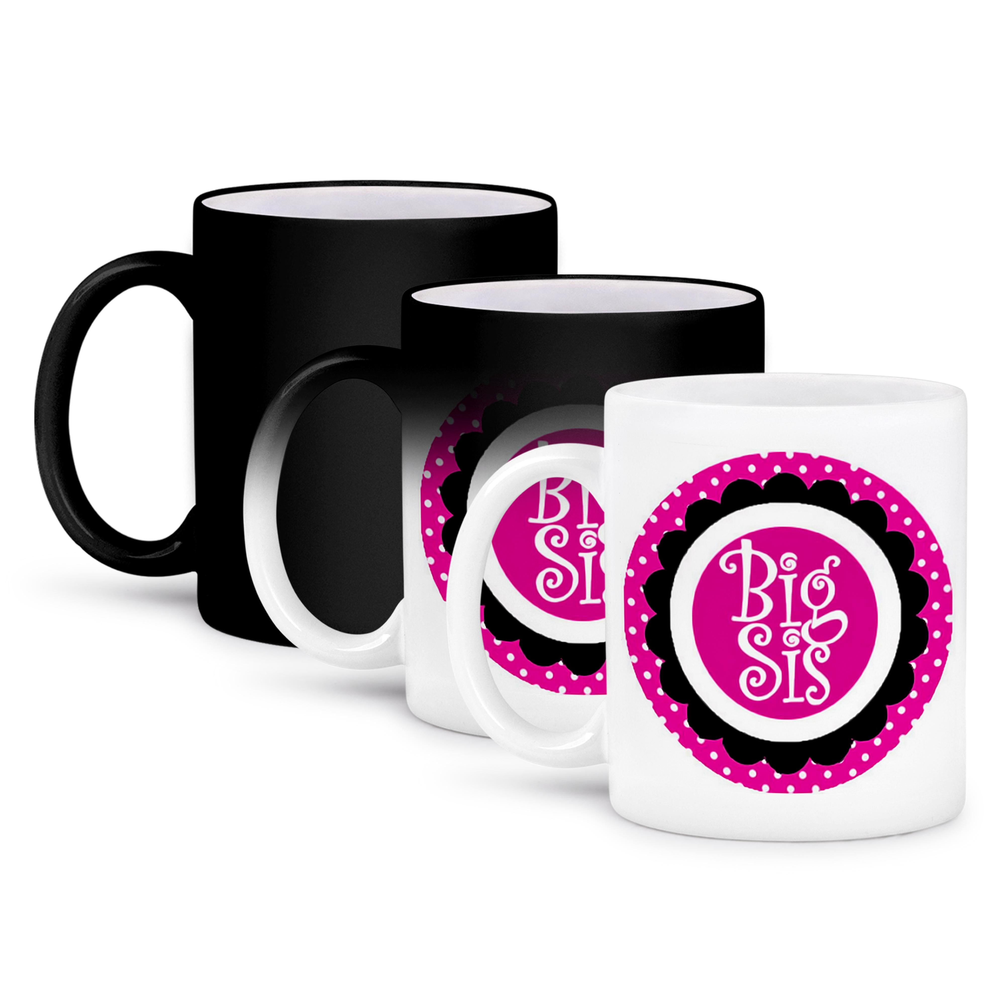3dRose, Big Sis Sister Pink Scallop And Polka Dots Circle Family Design ...