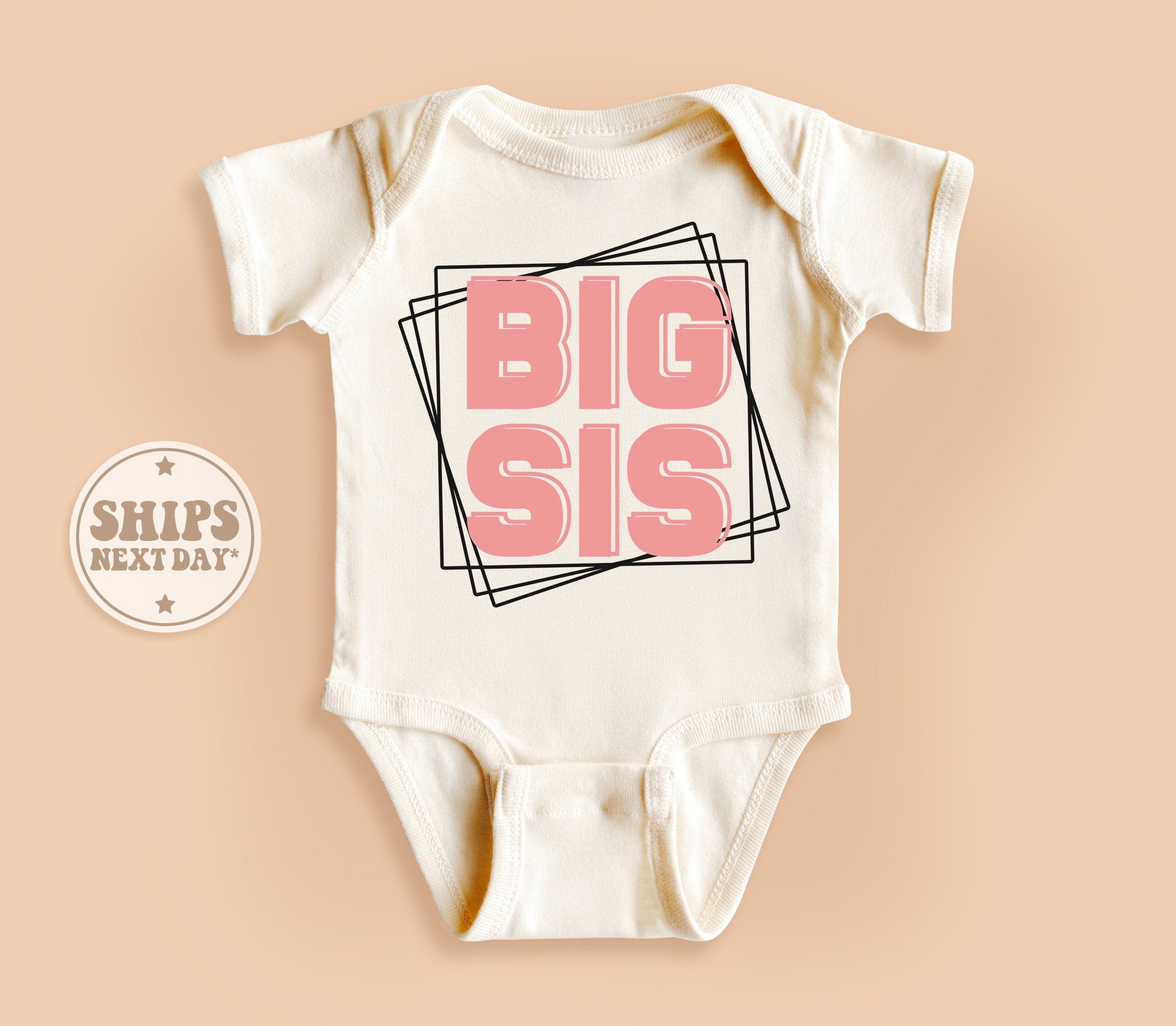 Big Sis Square Baby Bodysuit, Big Sister Baby Announcement Bodysuit ...