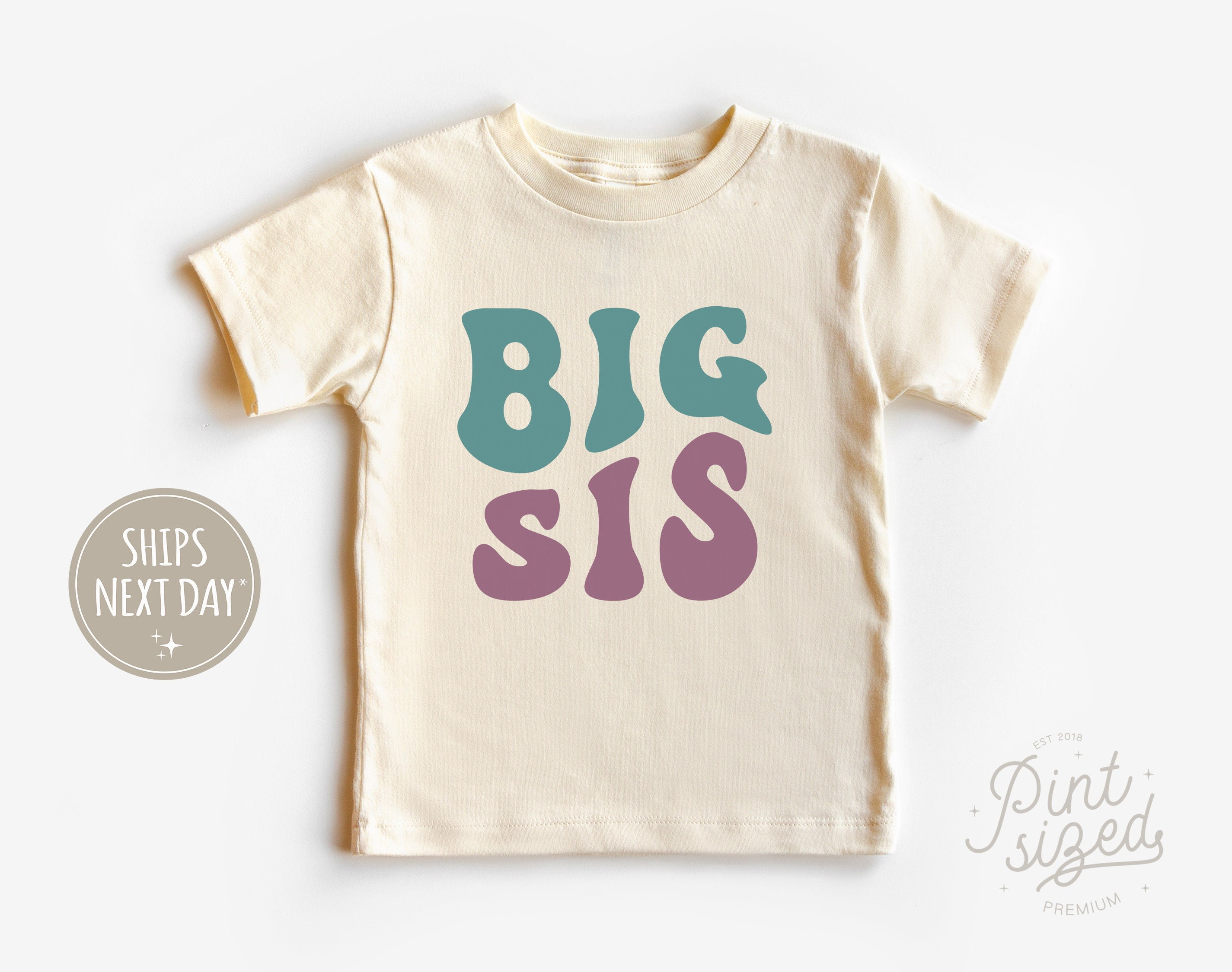 Big Sis Toddler Shirt, Cute Retro Big Sis Kids Shirt, Big Sister Toddler Tee TODDLER SHORT ...