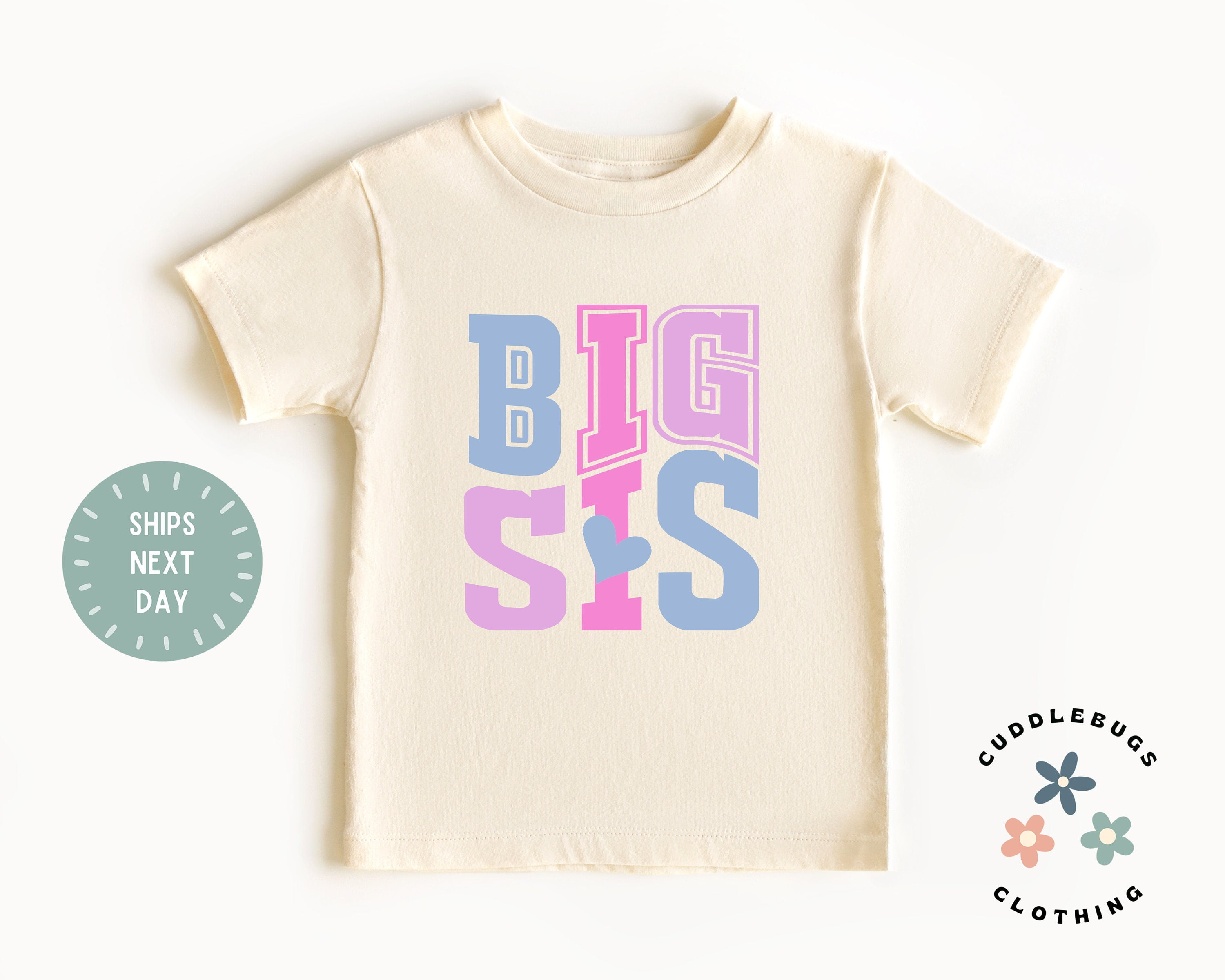 Big Sis Toddler Shirt, Big Sister Pink Blur Purple Hearts Tee, Promoted ...