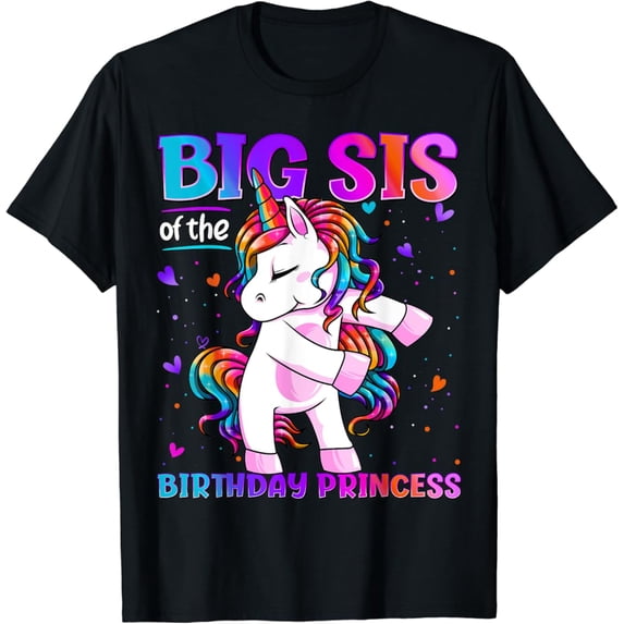 Big Sis of the Birthday Princess Flossing Unicorn Big Sister T-Shirt ...