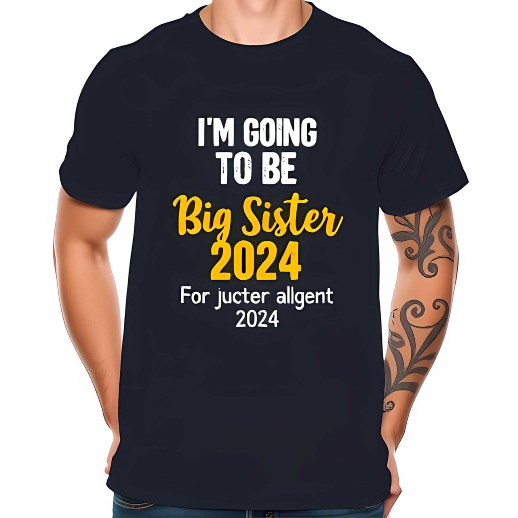 Big Sister 2024 Cotton Short Sleeve T-Shirt - Navy Blue with Bold ...