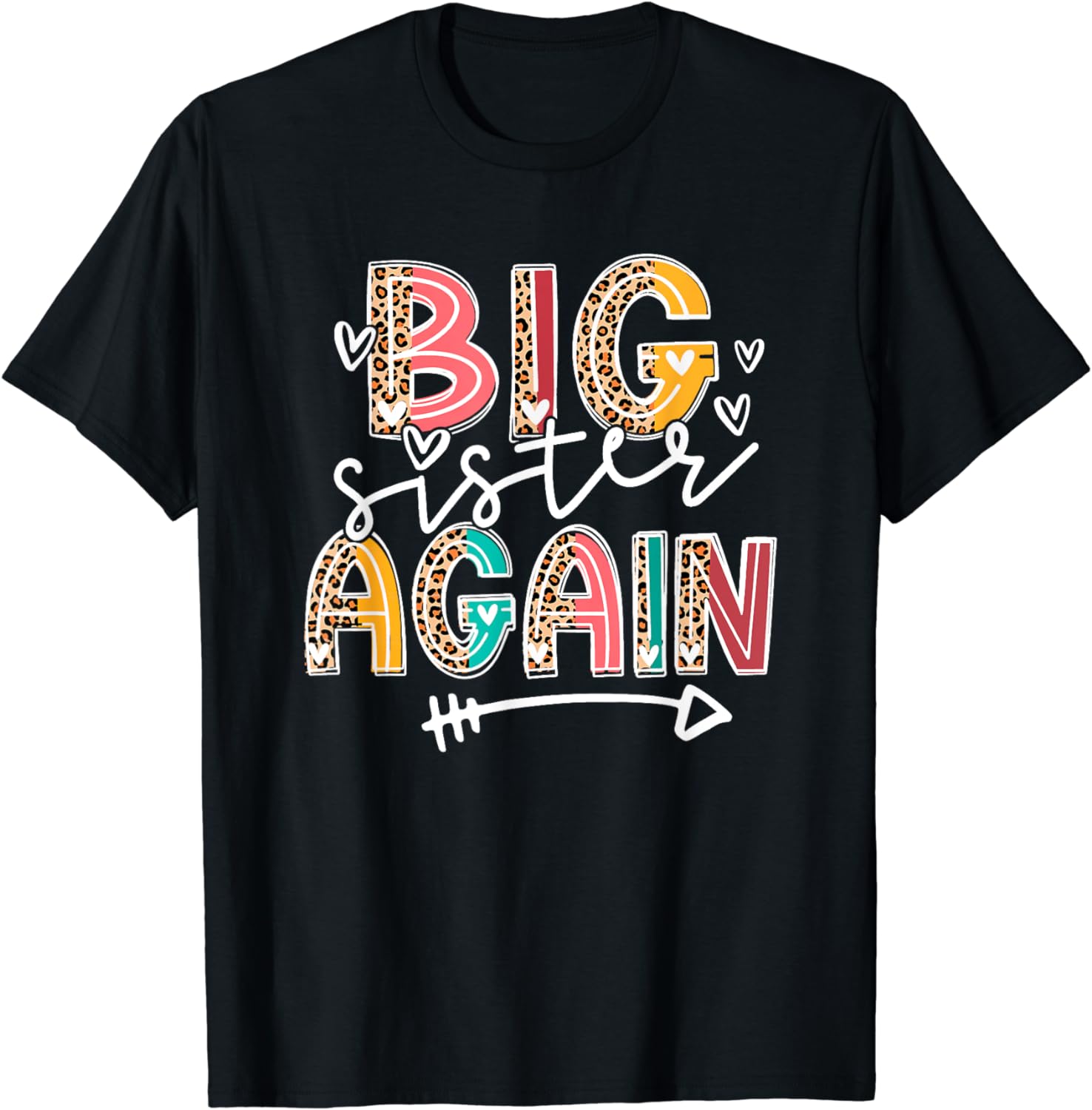 Big Sister Again Leopard Soon To Be Sis Announcement Girls T-Shirt - Walmart.com