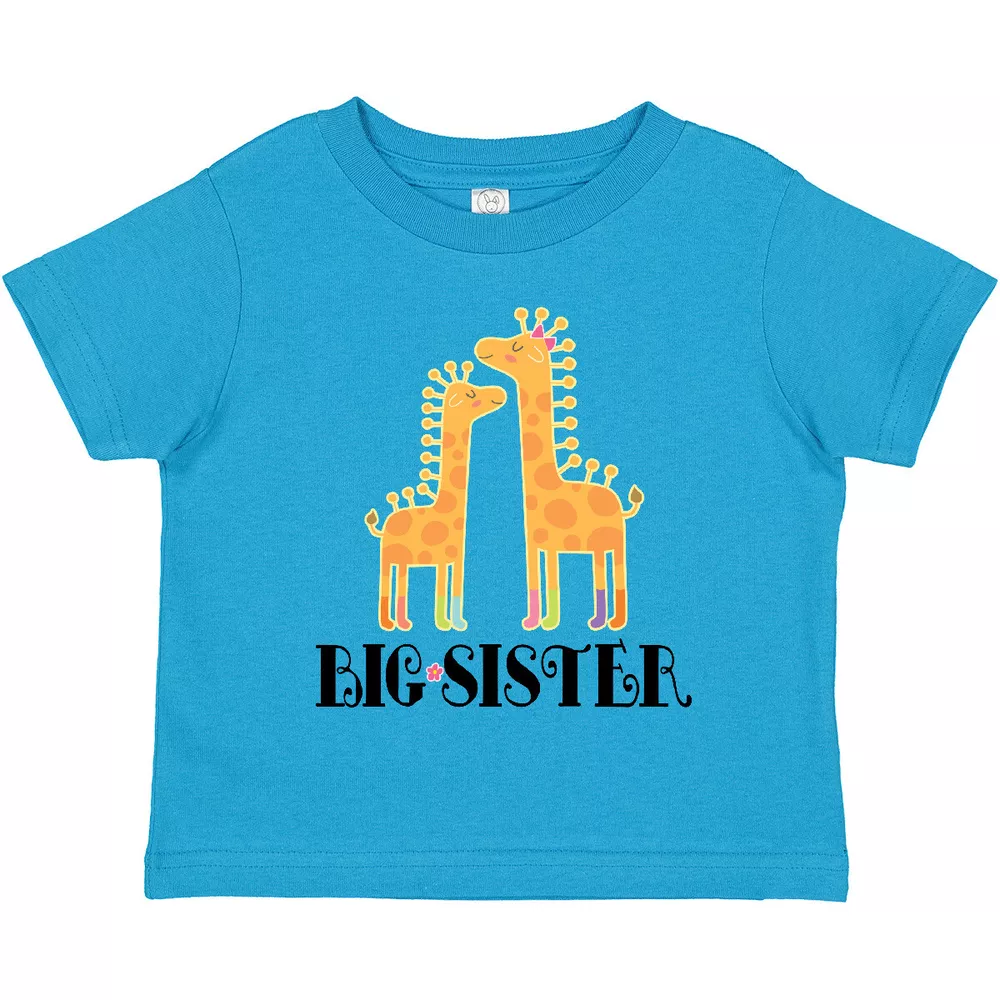 Big Sister Announcement Girls Giraffe Toddler T-Shirt Sis Siblings Kid Baby Clothing, Cute Baby ...