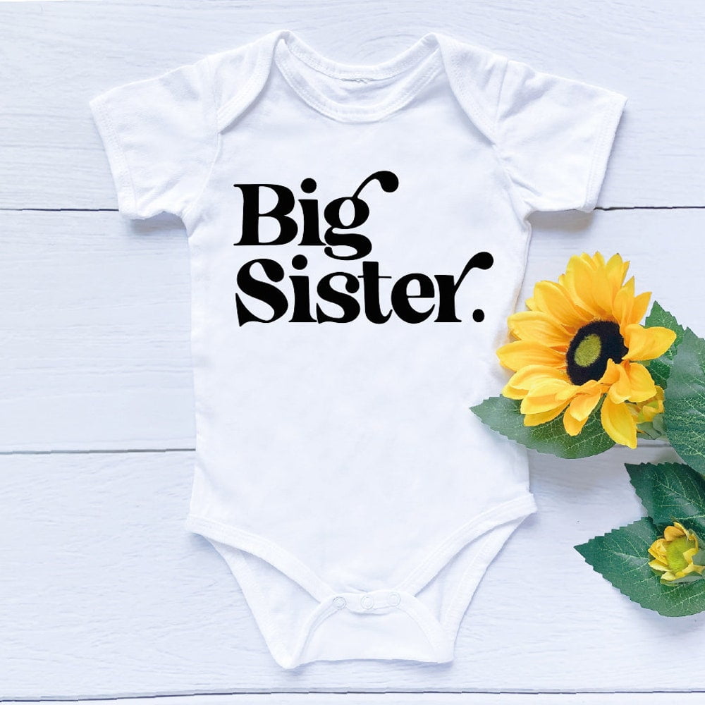 Big Sister Baby Bodysuit, Cute Big Sister Natural Bodysuit, Big Sister ...