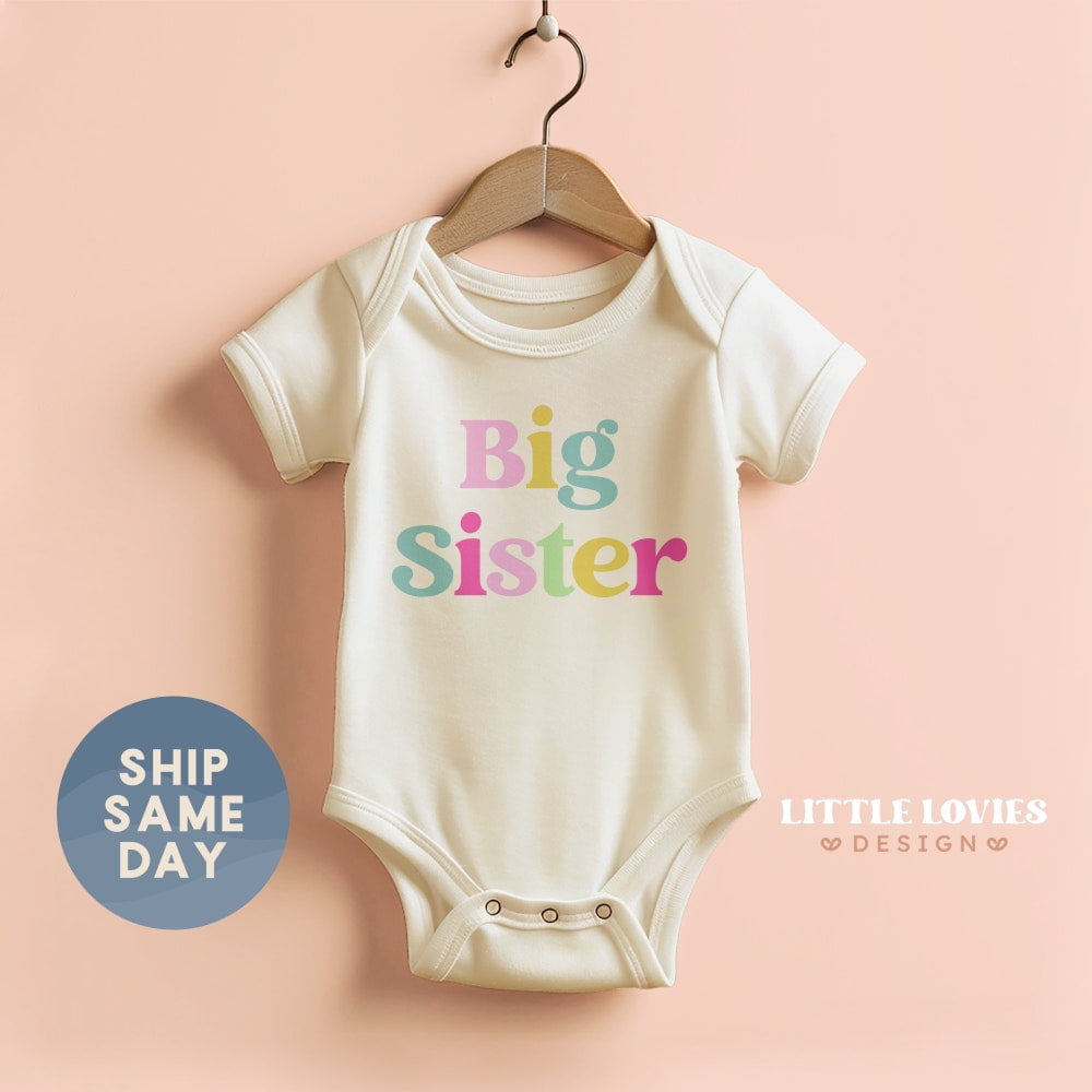 Big Sister Baby Onesie, New Baby Sister Reveal Clothing, Promoted To ...