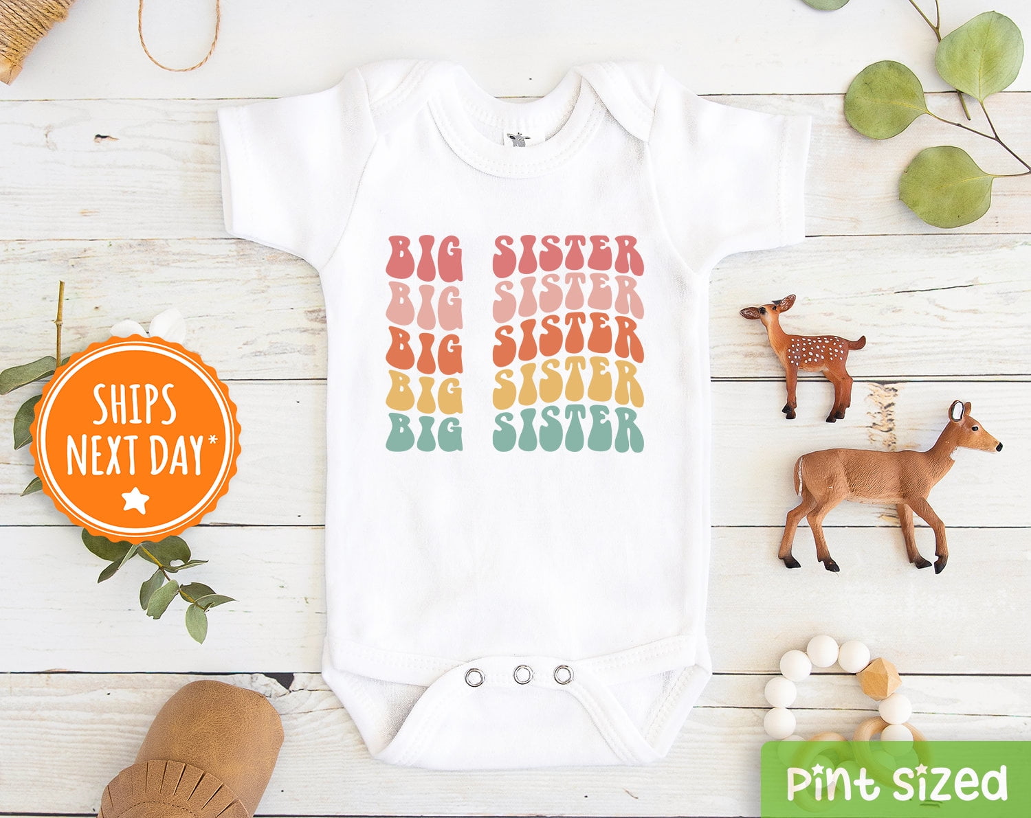 Big Sister Baby Onesie, Retro Big Sister Bodysuit, Vintage Big Sister ...