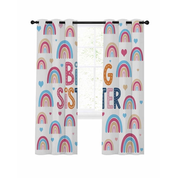 Big Sister Blackout Curtains 45 Inch Length Cartoon Pink Blue Yellow ...