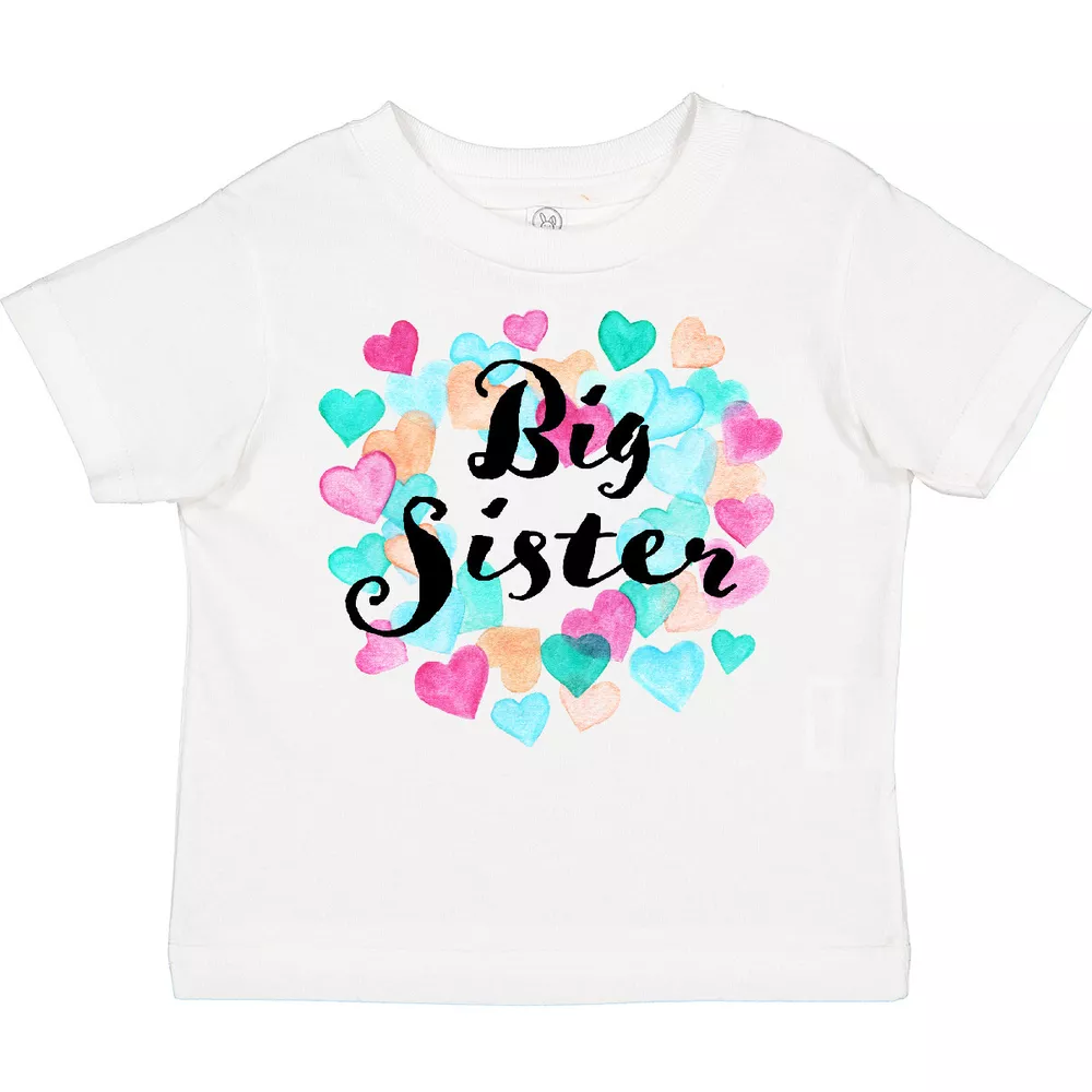 Big Sister Colorful Hearts Design Toddler T-Shirt Siblings Valentine Baby Clothing, Cute Baby ...
