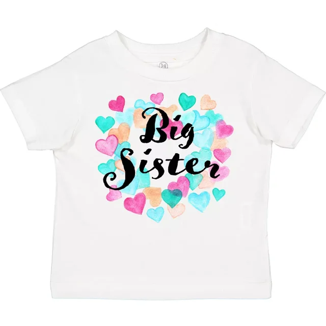 Big Sister Colorful Hearts Design Toddler T-Shirt Siblings Valentine Baby Clothing, Cute Baby ...