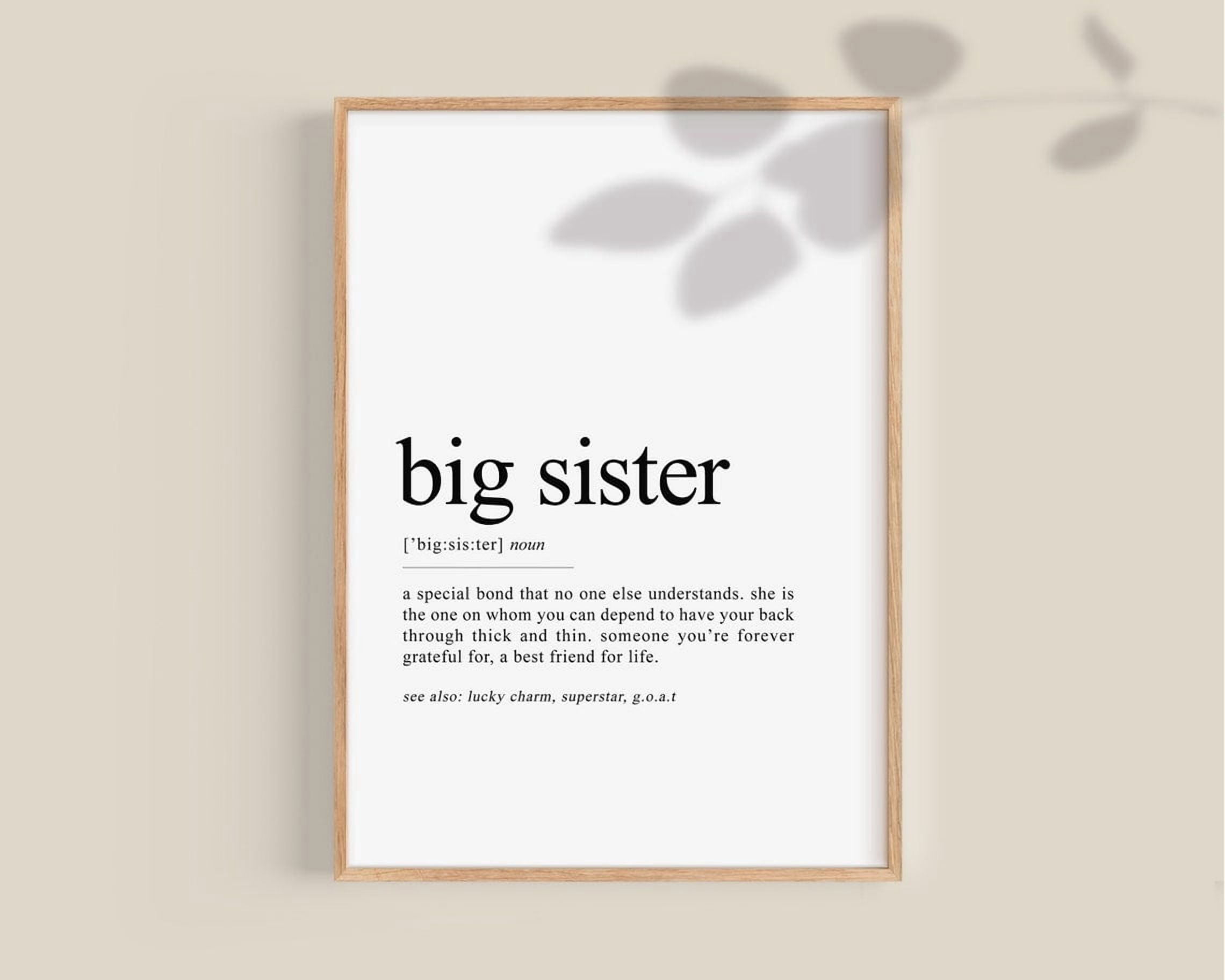 Big Sister Definition Poster Minimalist Wall Art Poster, Unframed ...
