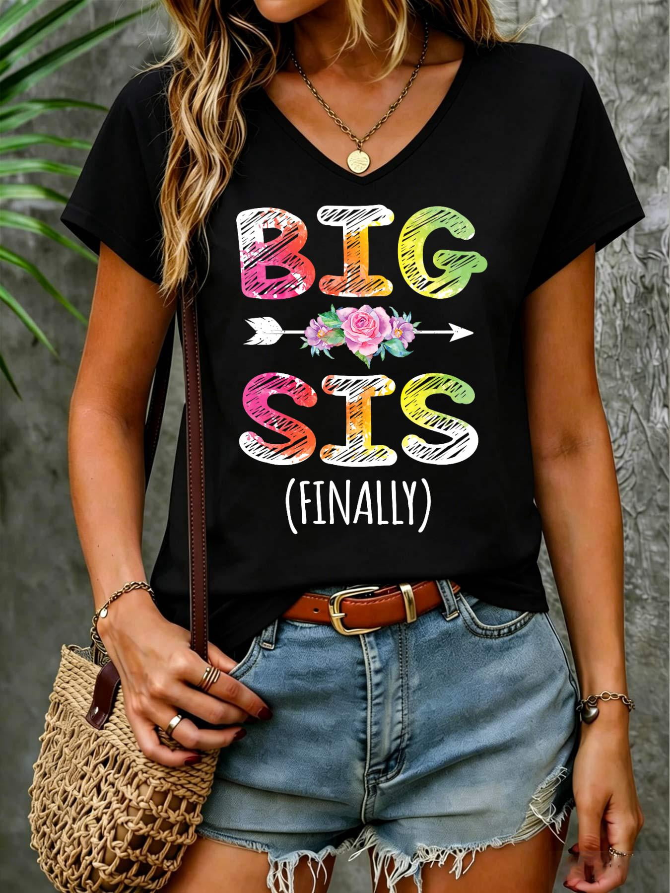 Big Sister Finally Shirt Girls Kids Toddlers Women Big Sis Premium Tri ...