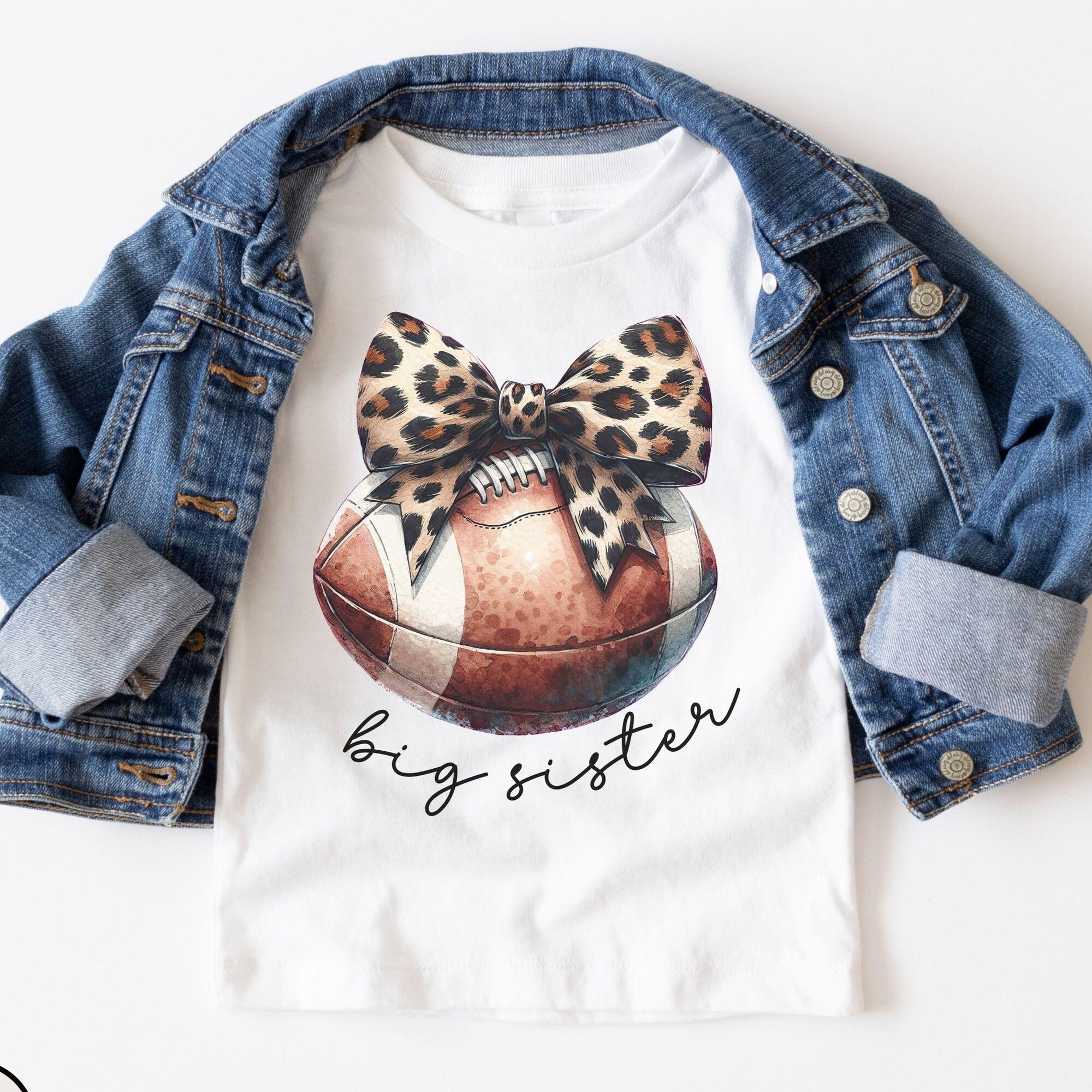 Big Sister Football Shirt Coquette Big Sis TShirt Sibling Baby ...