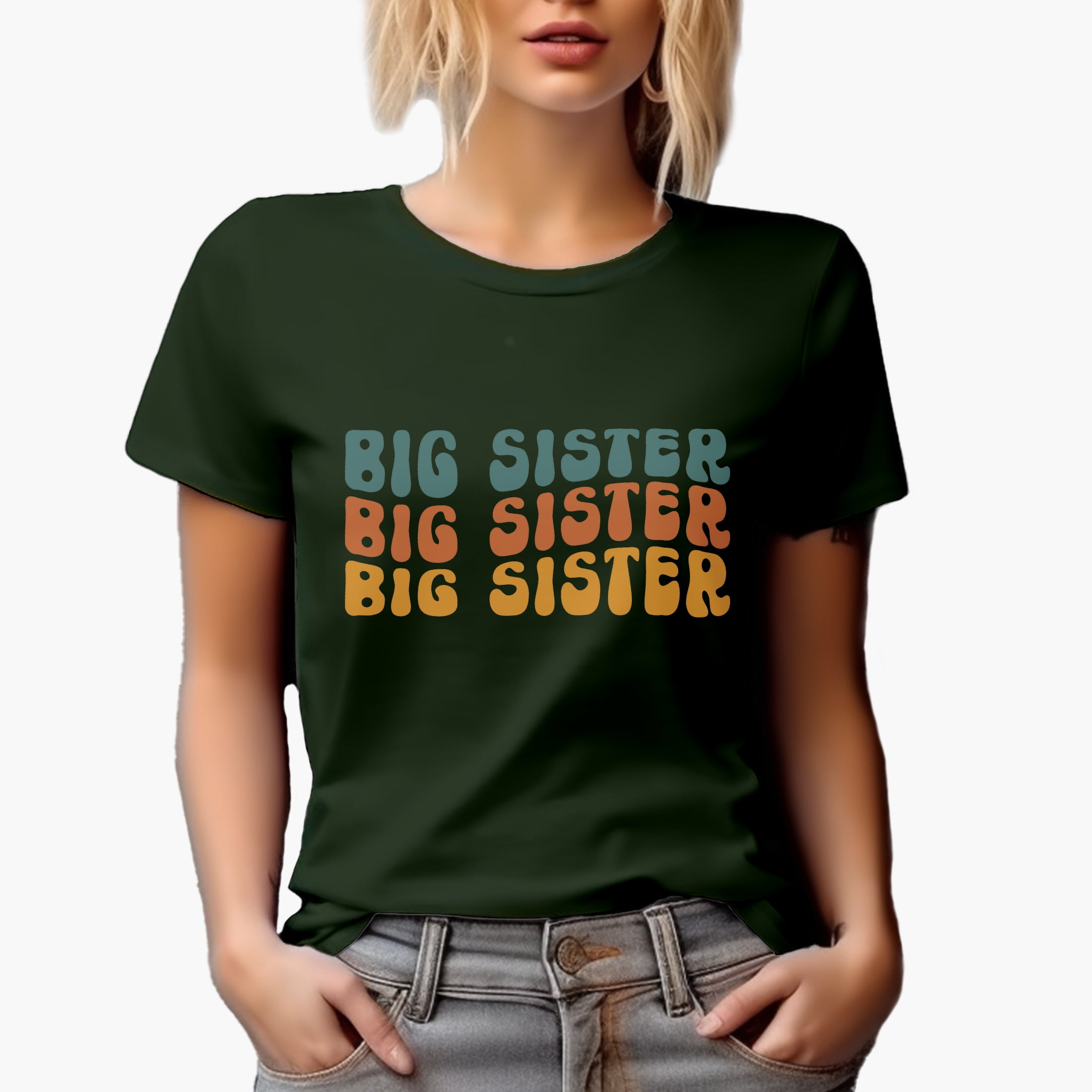 Big Sister, Having a Younger Sibling Themed, Groovy Retro Wavy Text ...