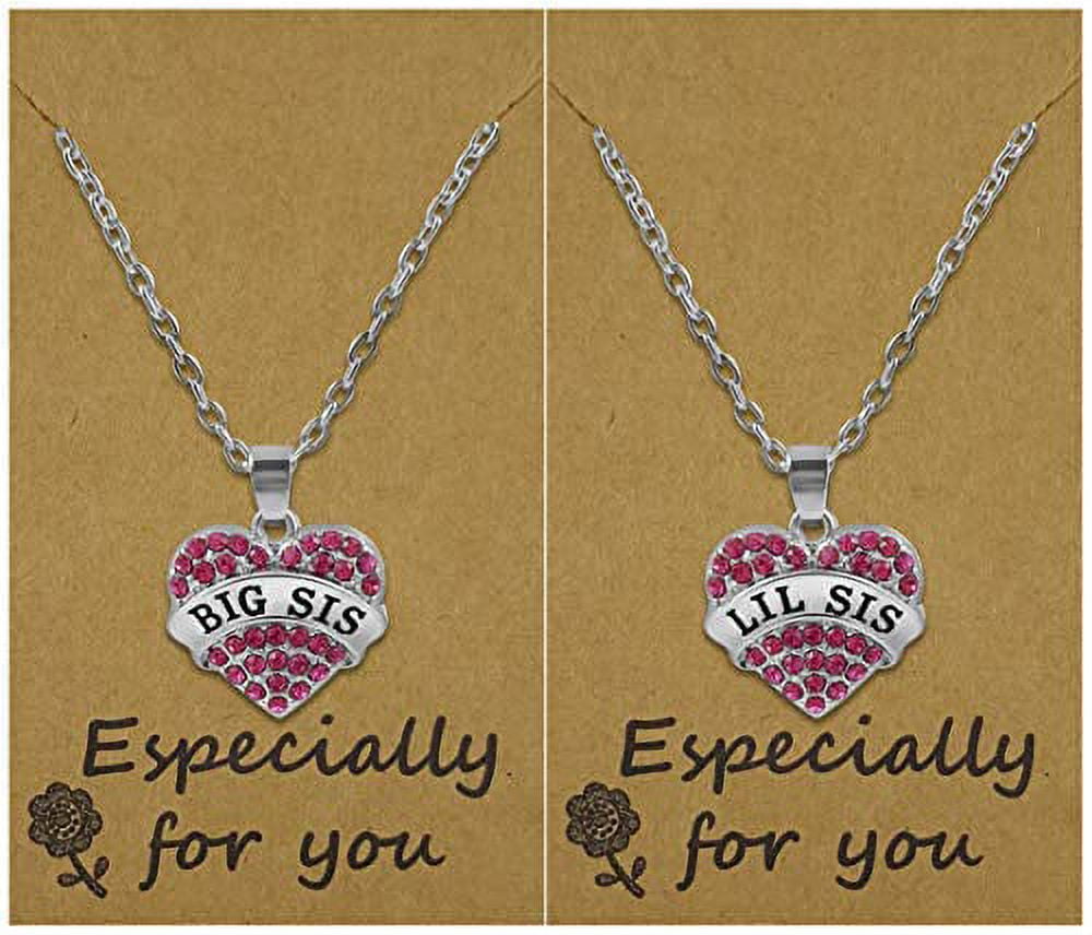 Big Sister & Little Sister Birthday Gifts, Sister Heart Necklace Gift ...