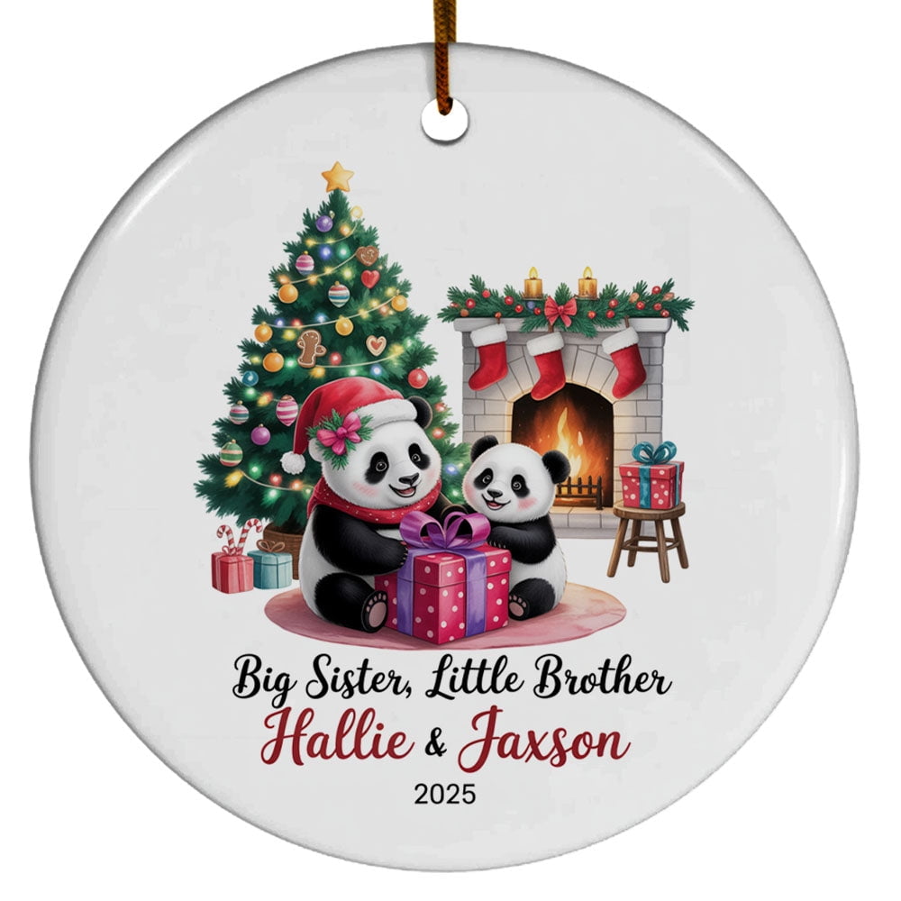 Big Sister & Little Brother Panda Christmas Ornament 2025, Ornament ...