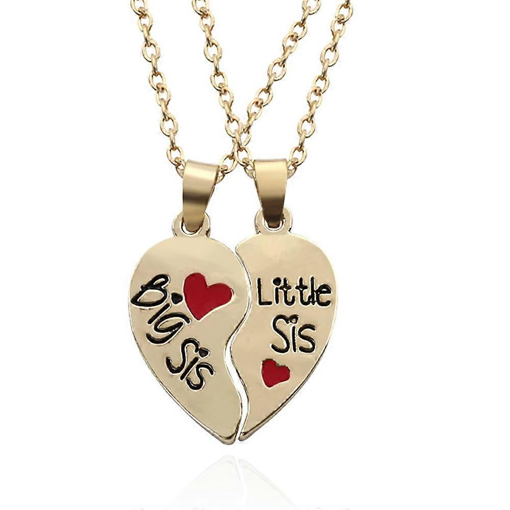 Big Sister & Little Sister Split Broken Heart Pendant Necklace Matching ...