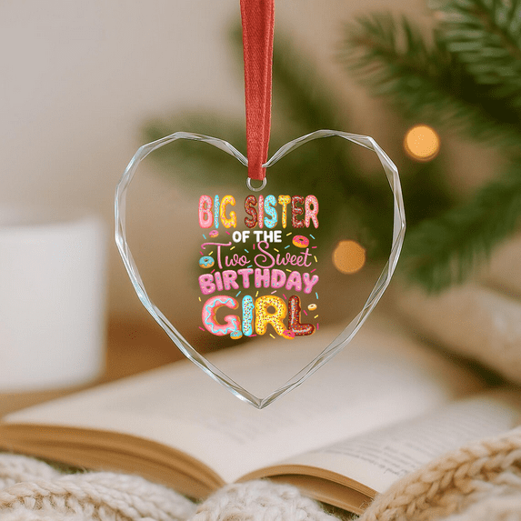 Big Sister Of The Two Sweet Birthday Girl Donut 2Nd Birthday Ornament ...