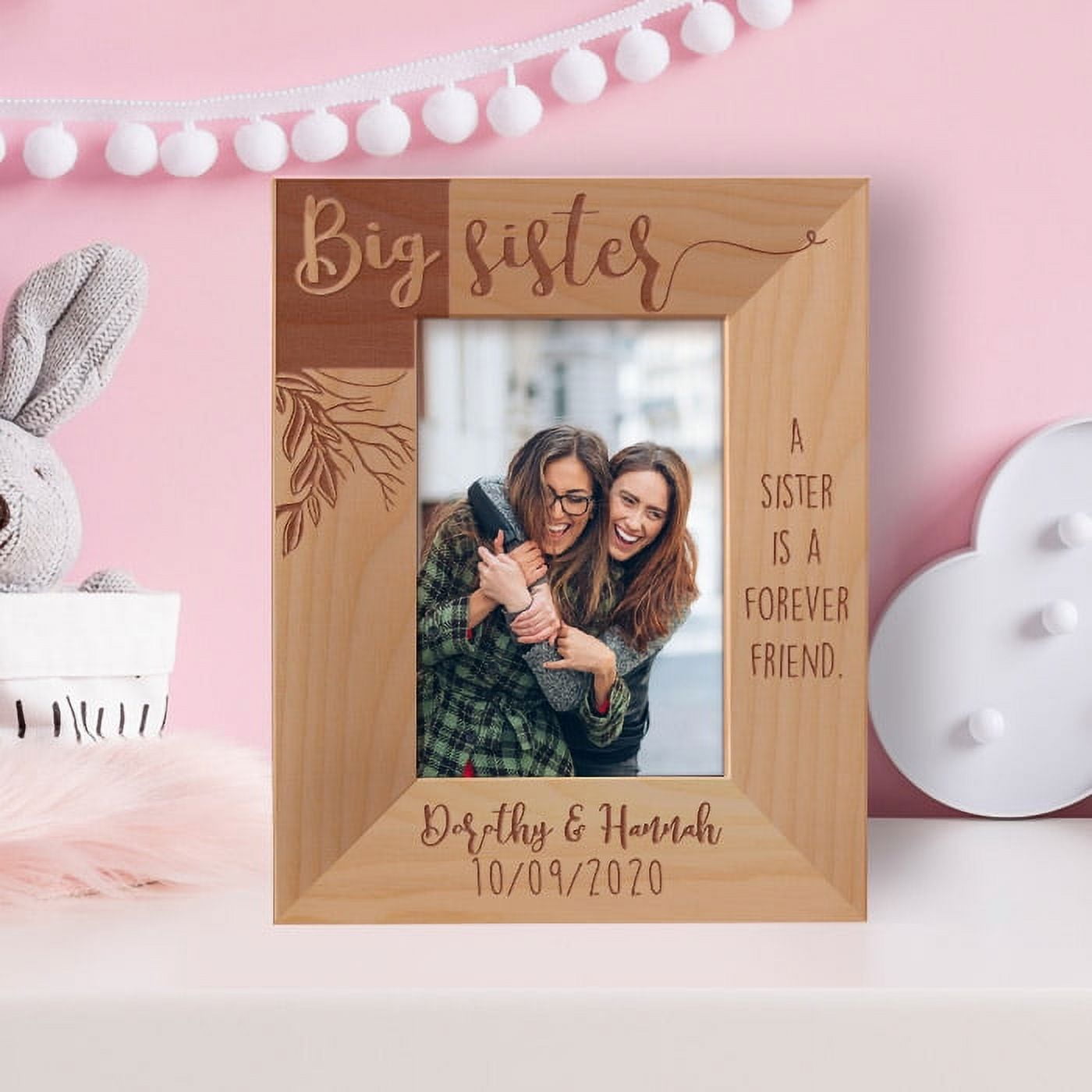 Big Sister Personalized Wooden Frame 3 1/2" x 5" Brown (Vertical ...