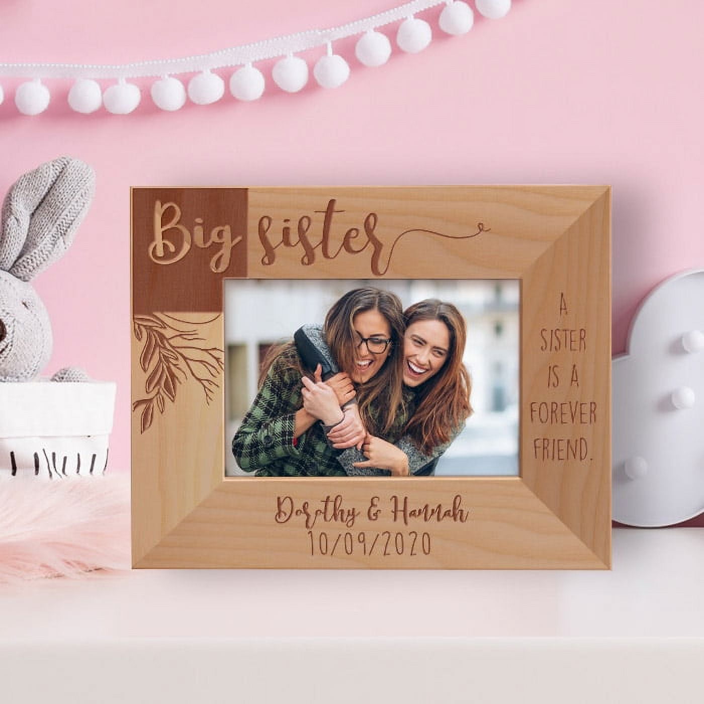 Big Sister Personalized Wooden Frame-5" x 3 1/2" Brown Horizontal ...
