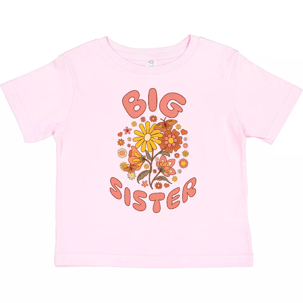 Big Sister Retro Vintage Flowers Toddler T-Shirt Sis Floral Cute Child Baby Clothing, Cute Baby ...