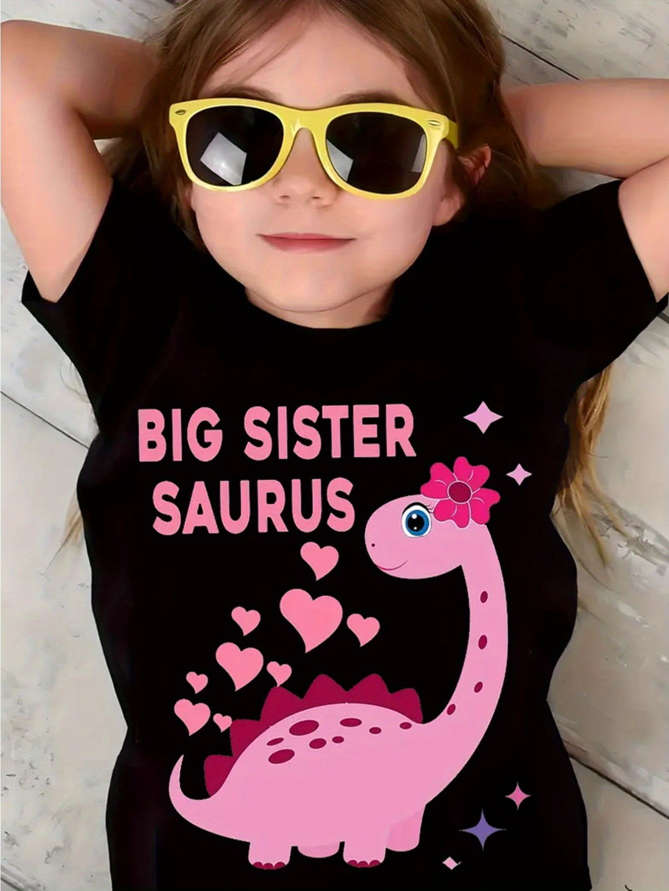 Big Sister Saurus" Mesh T-Shirt for Girls - Breathable & Fun Dinosaur ...