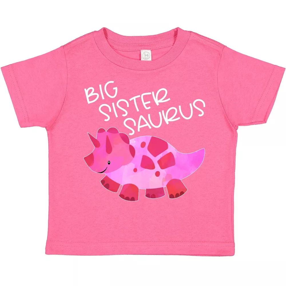 Big Sister Saurus Toddler T-Shirt Siblings Dinosaur Dino Triceratops ...