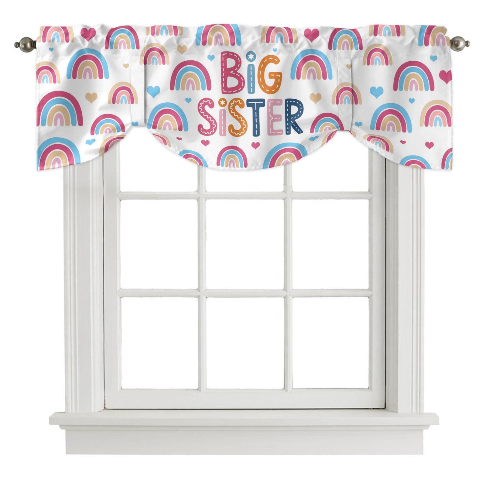 Big Sister Tie Up Valance Curtains Cartoon Pink Blue Yellow Rainbow ...