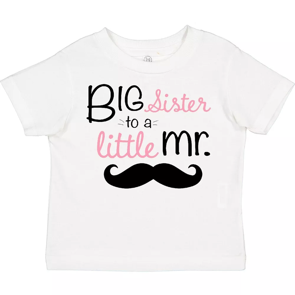 Big Sister To A Little Mr. Toddler T-Shirt Children Girl White Sis Kid Baby Clothing, Gift for ...