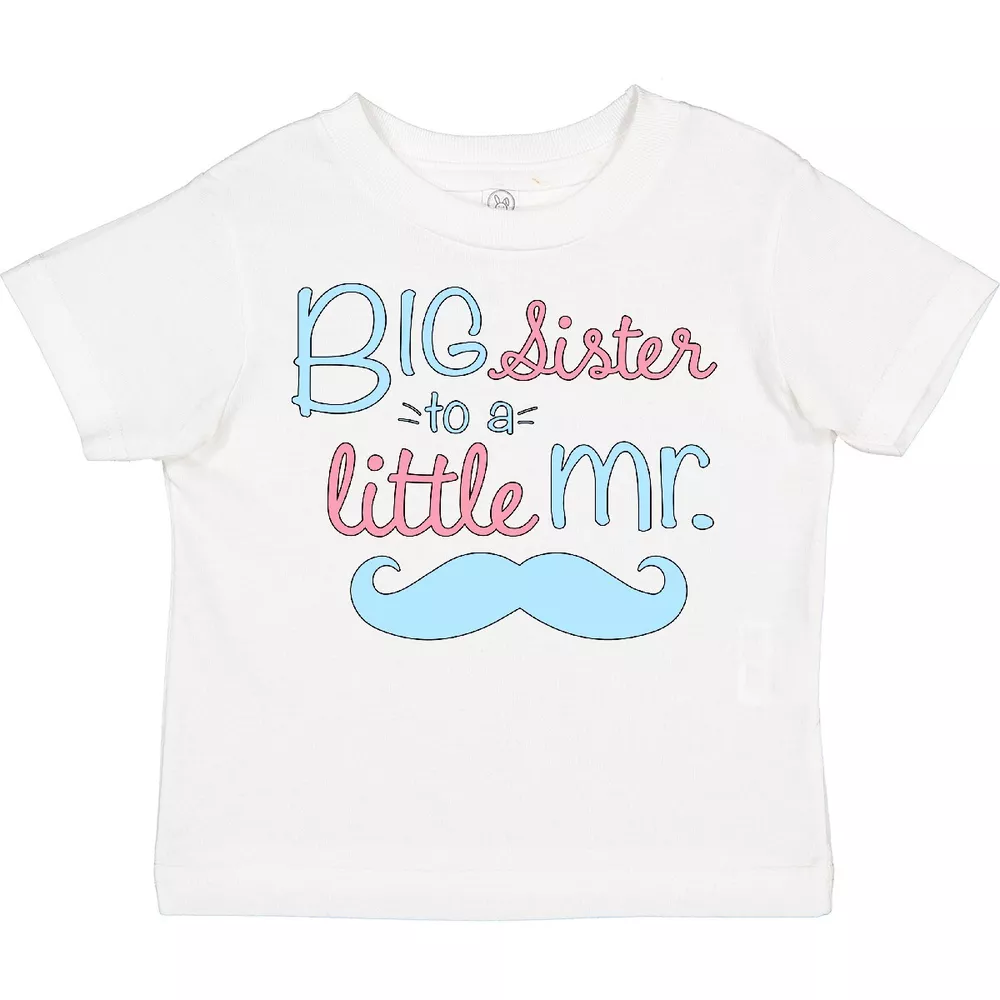 Big Sister To A Little Mr Toddler T-Shirt Children Sis Girl Mustache Baby Clothing, Cute Baby ...