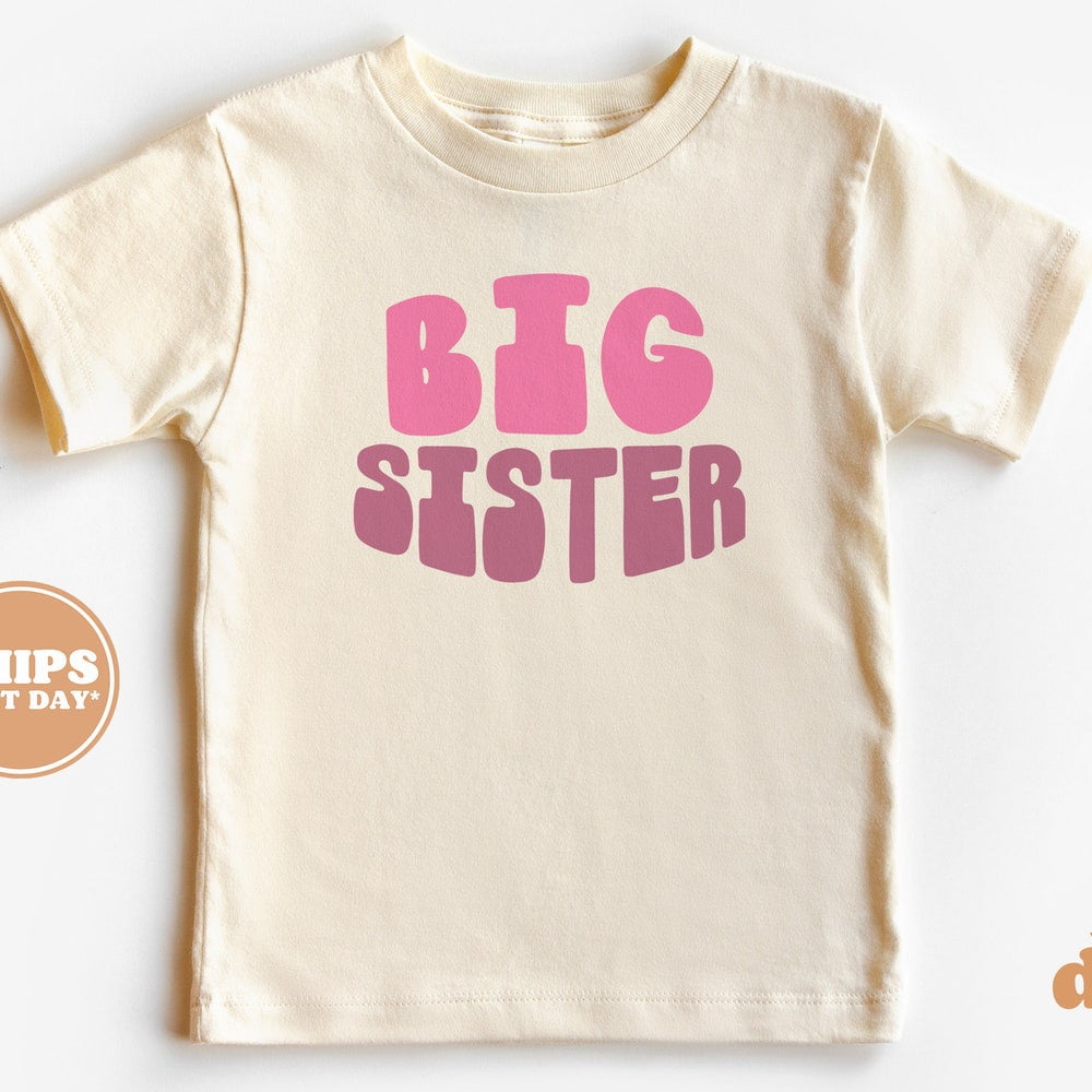 Big Sister Toddler Shirt - Retro Kids Pregnancy Announcement Shirt - Sibling TODDLER SHORT ...