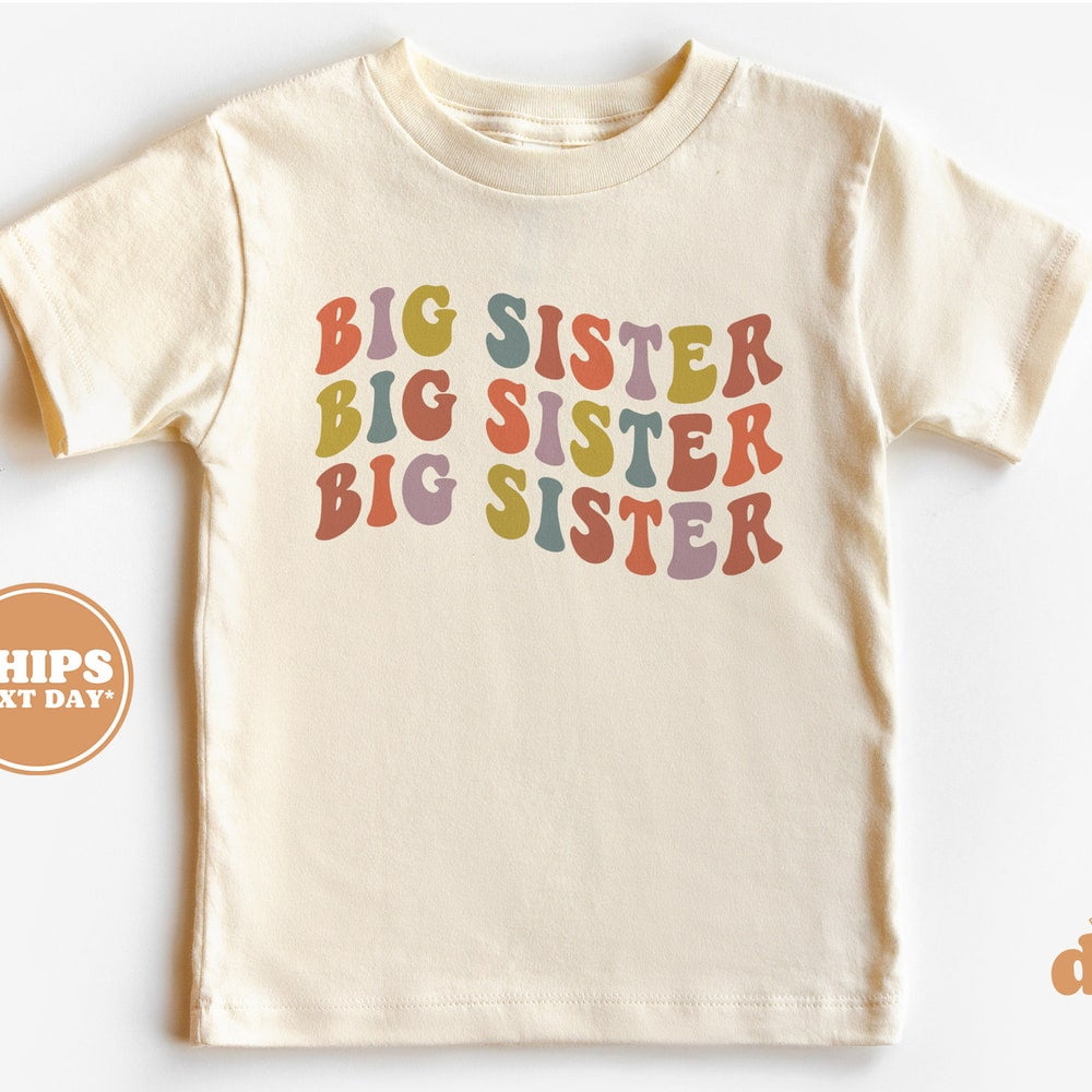 Big Sister Toddler Shirt - Retro Kids Pregnancy Announcement Shirt - Sibling Tee TODDLER SHORT ...