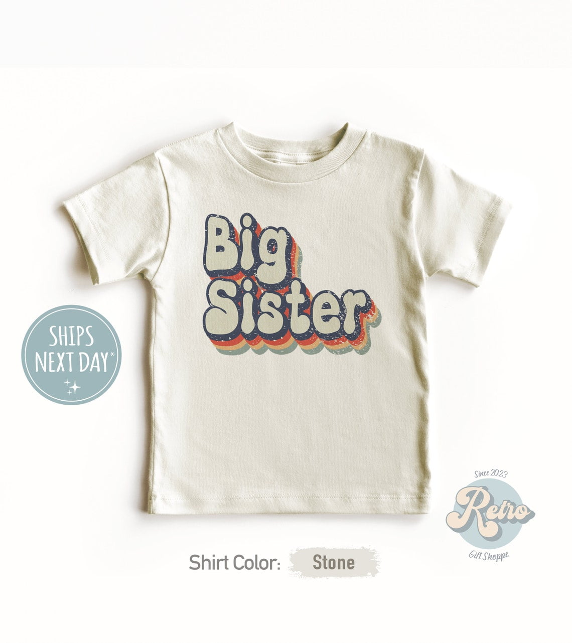 Big Sister Toddler Shirt - Sibling Natural Kids Tee - Retro Sister Gift - Big Sister Gift, New ...