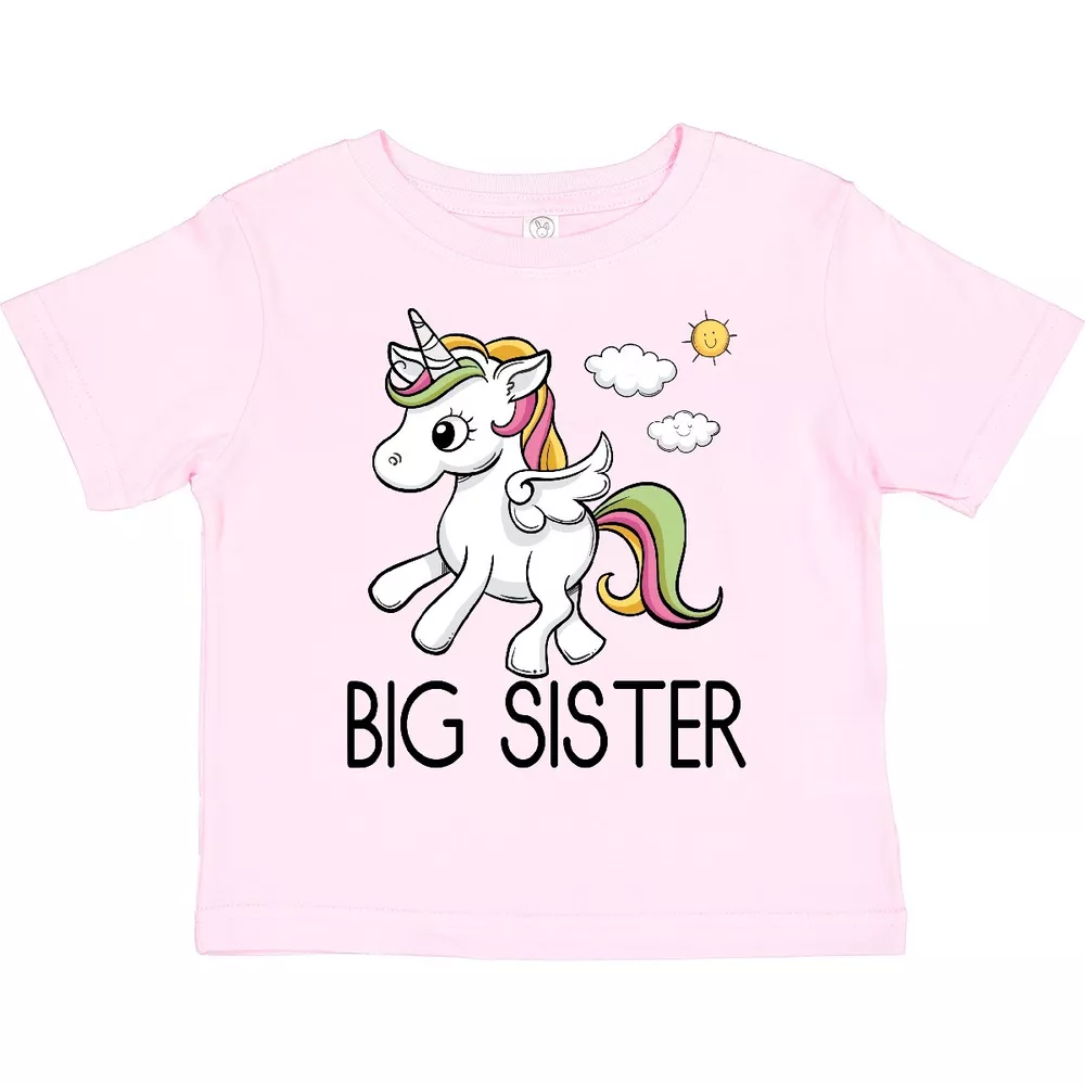 Big Sister Unicorn Toddler T-Shirt Sis Girl Reveal Announcement Girls Baby Clothing, Cute Baby ...