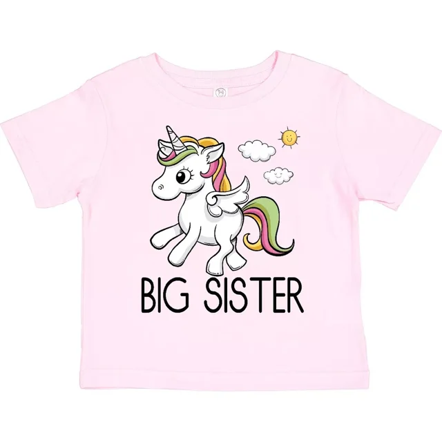 Big Sister Unicorn Toddler T-Shirt Sis Girl Reveal Announcement Girls Baby Clothing, Cute Baby ...