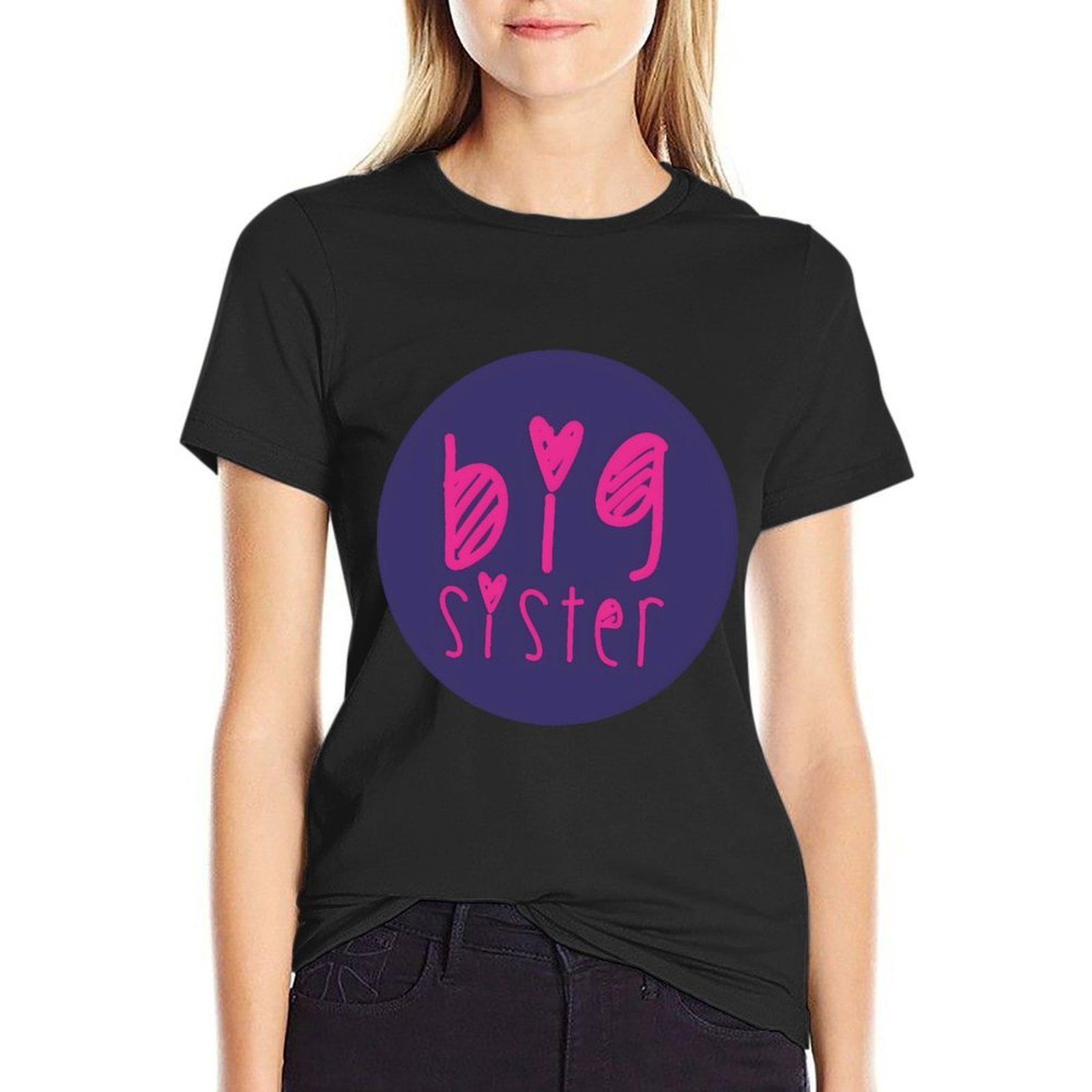 Big Sister Women’s Short Sleeve Cotton T-Shirt HD Graphic Printed Tee ...