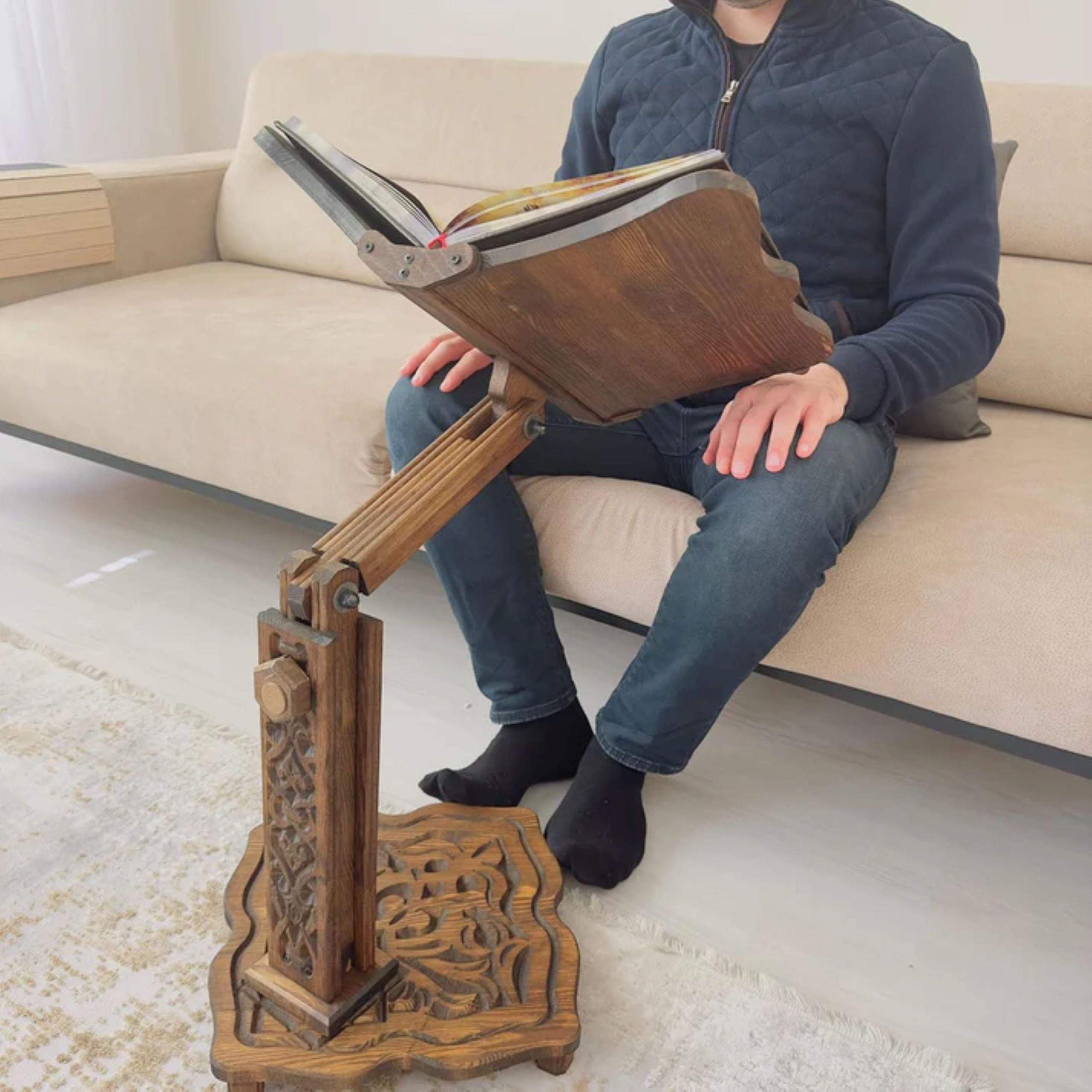 Big Size Adjustable Wooden Book Stand for Heavy Books | Quran, Bible ...